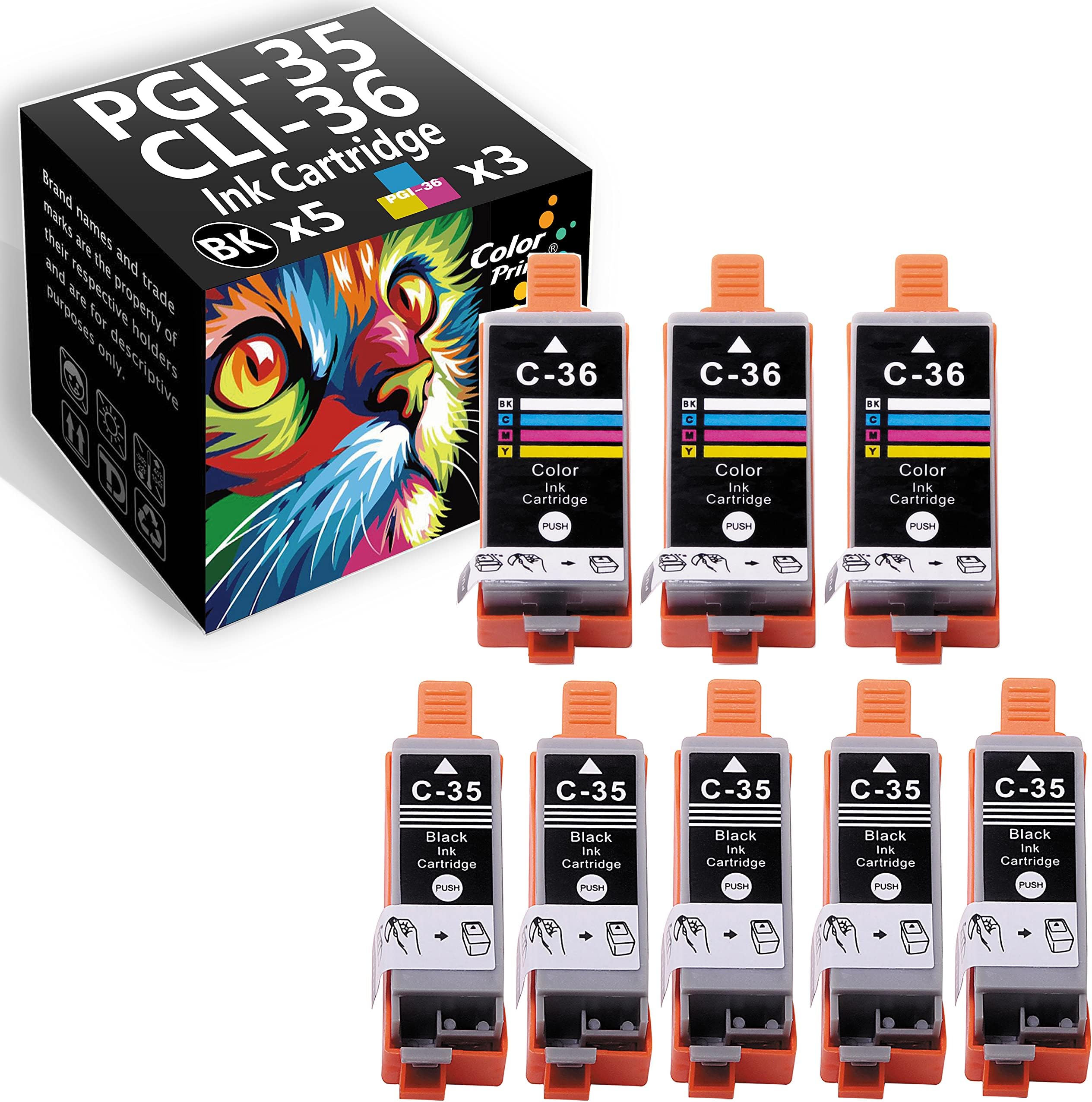 Amazon.com: EXCERCUS 35 36 Ink Cartridge Replacement for Canon PGI-35 ...