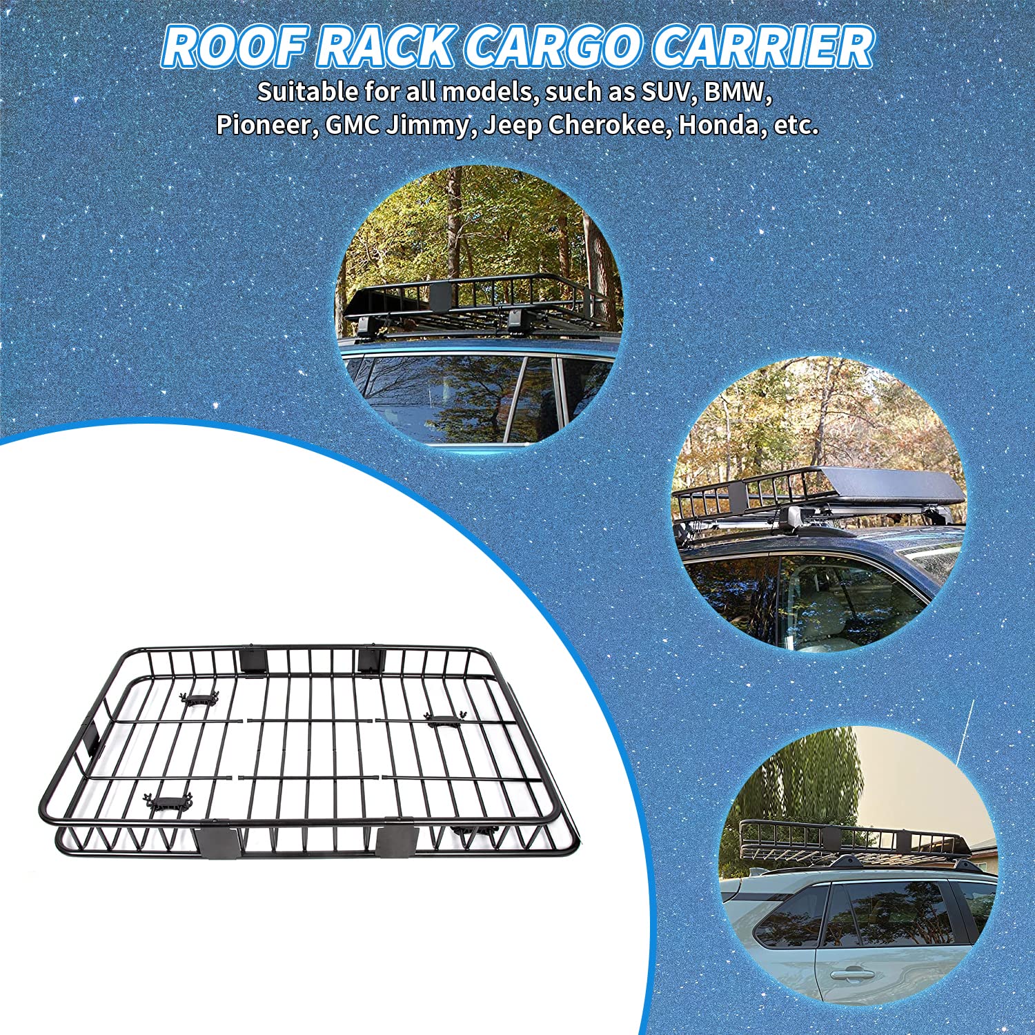 Snapklik.com : ECOTRIC 64 X 38 X 4 Universal Roof Rack Cargo Carrier Basket
