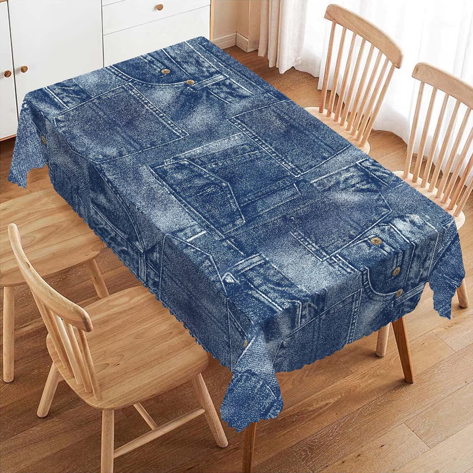 Amazon.com: VIGGINER Denim Patchwork Style Rectangle Tablecloth Romance ...