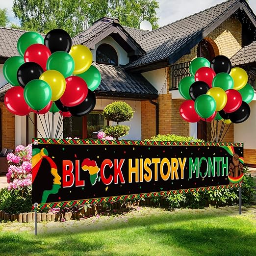 Amazon.com: Black History Month Banner with 35 Pcs Balloons Juneteenth ...