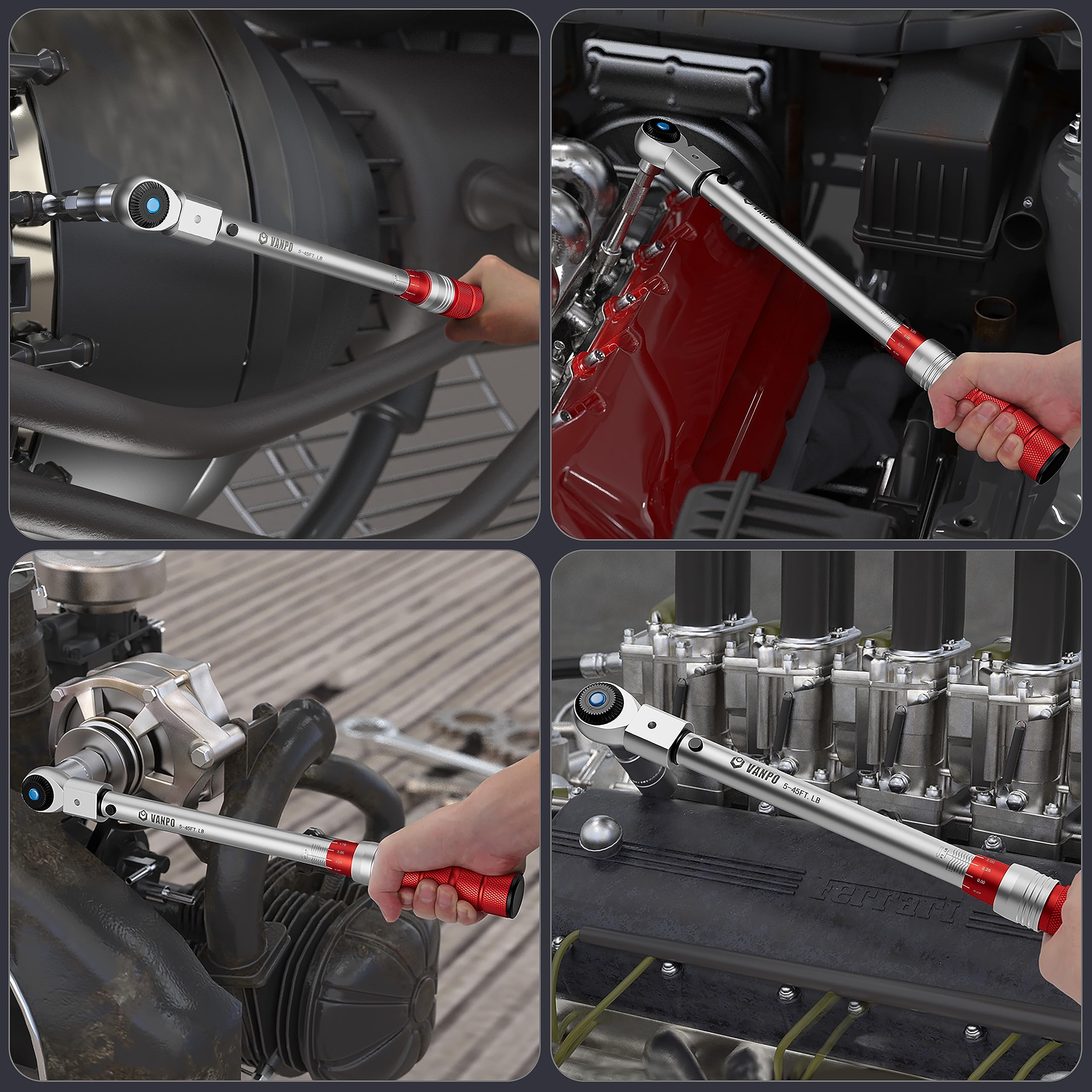 VANPO Adjustable Torque Wrench, 5-45 Ft.lb/7-61 Nm, 38MM Open End ...