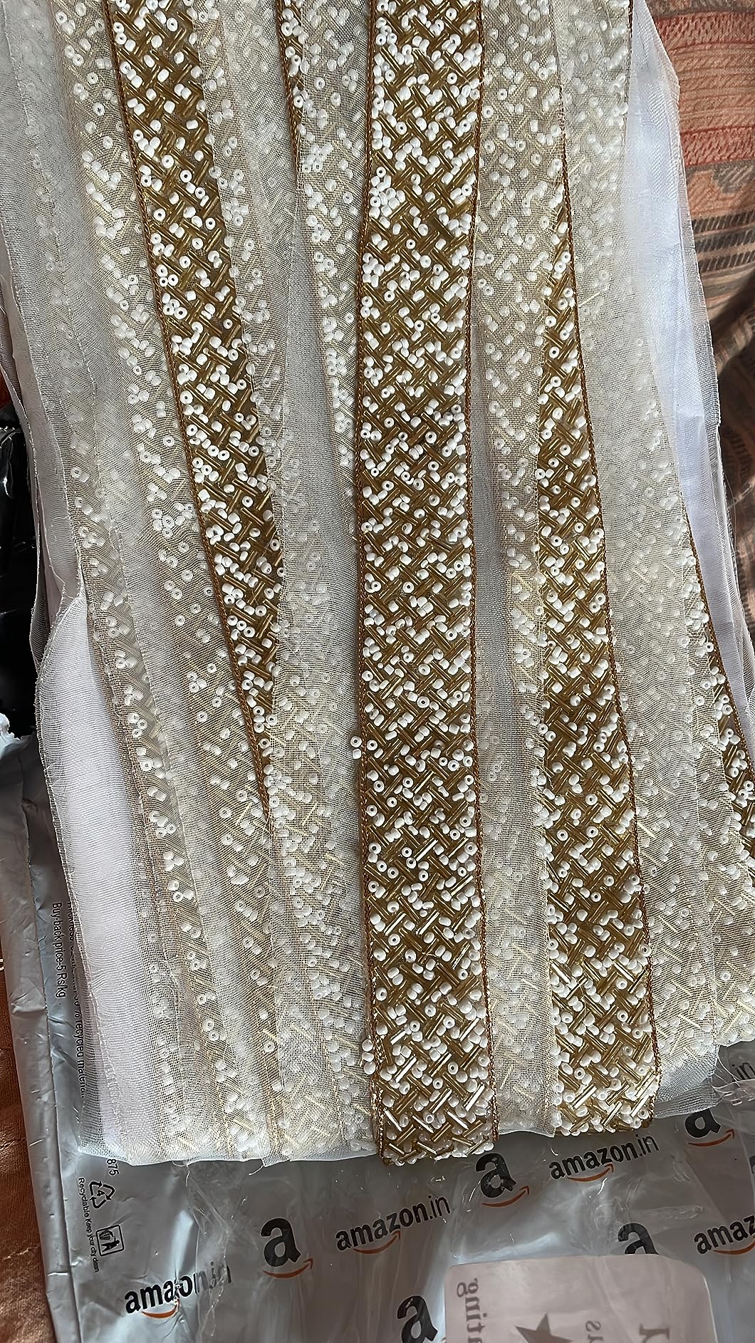 Kairavi fashion Exglow Golden Color Nalki Laces (1 Inch Width),Lace For ...