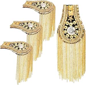 Amazon.com: Acshio 4 Pieces Tassel Shoulder Epaulettes, Metal Gold ...