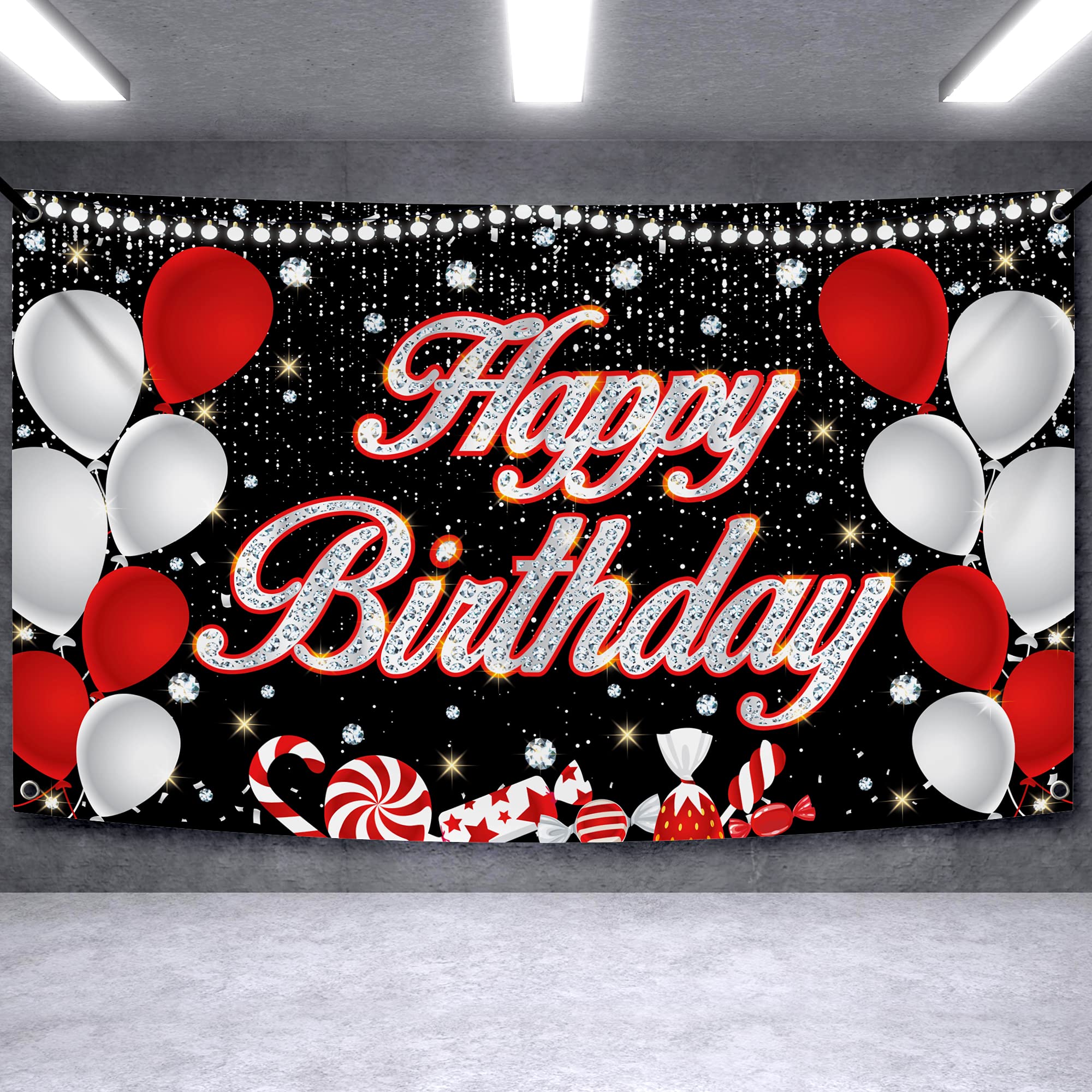 Buy Xtralarge Happy Birthday Banner Red and Black - 72 X 44 Inch ...