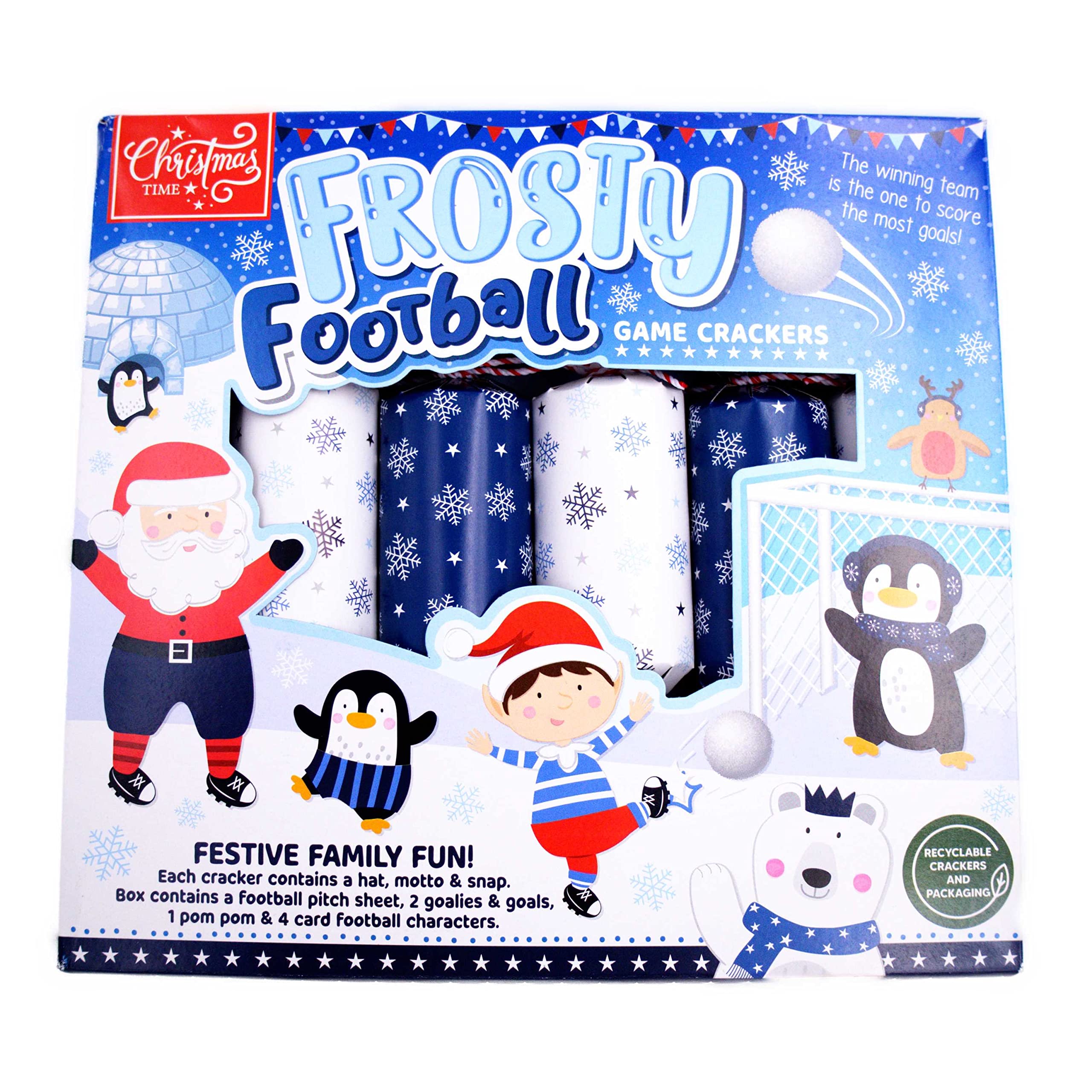Christmas Games Crackers 6 Frosty Finger Football Family Party Crackers ...