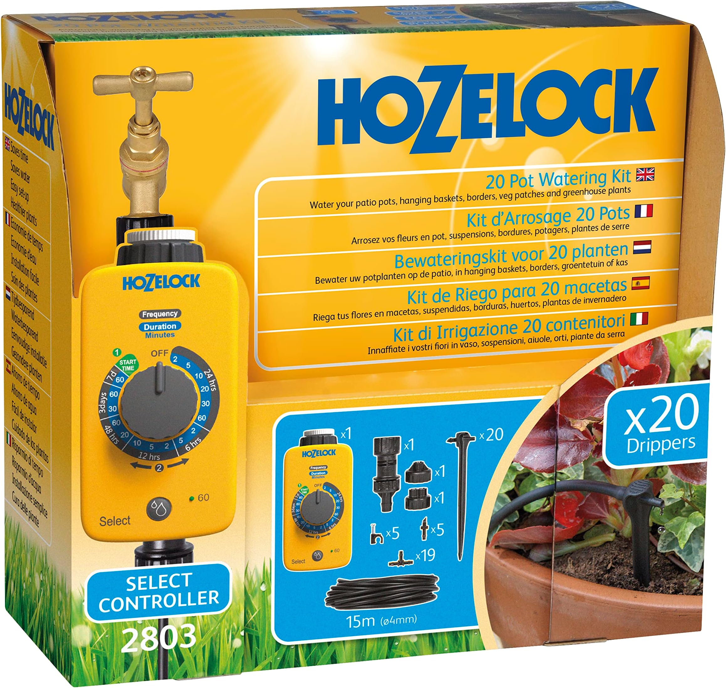 HOZELOCK - Drip Watering Kit 20 Pot : Complete Stand-alone System with ...