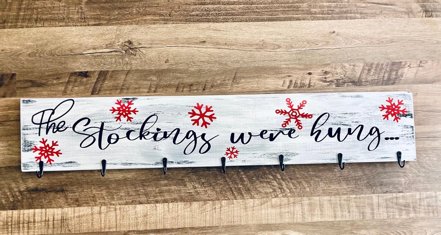 Amazon.com: CaseYat Wooden Sign Vintage Fun The Stockings Were Hung ...