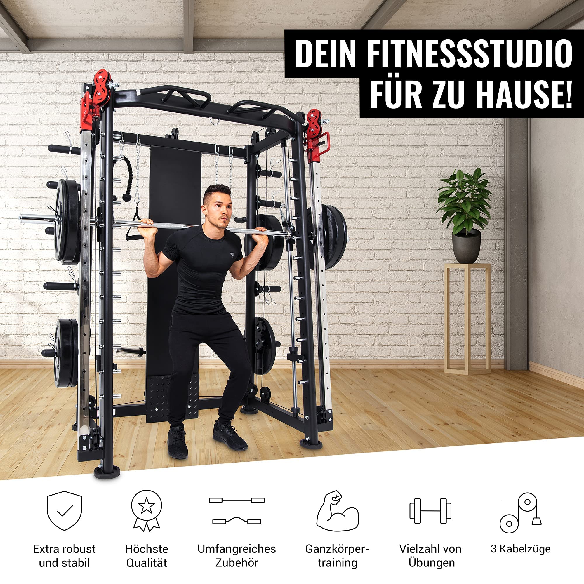 GORILLA SPORTS® Power Cage - Multifunction, Heavy Duty, Lat Pull Down ...