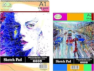 A5, A4, A3, A2, A1 Sketch Pads Spiral Book 130 GSM Cartridge White Paper Drawing Pads Art Book ...