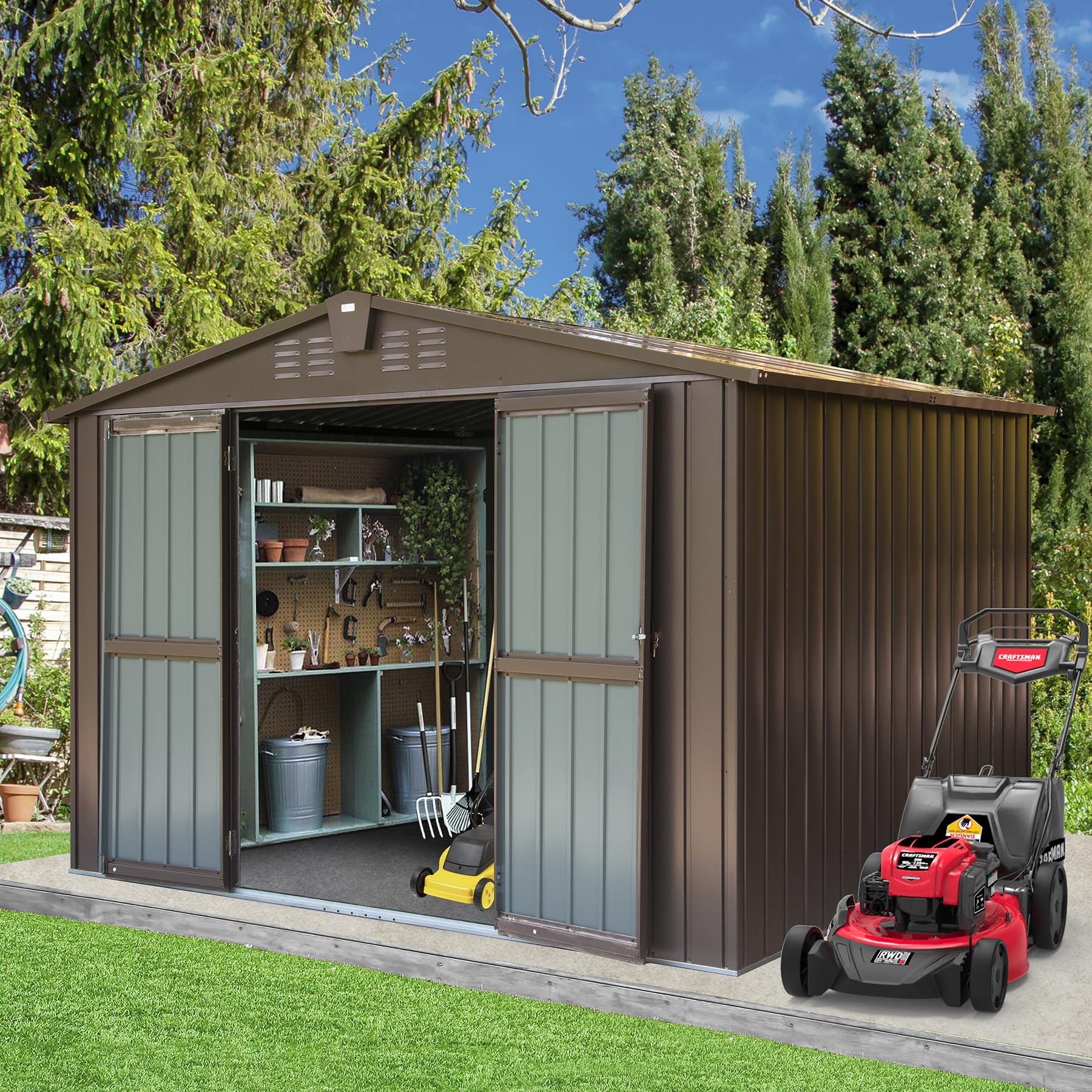 Amazon.com : Domi Outdoor Storage Shed 10'x8', Metal Sheds Outdoor ...