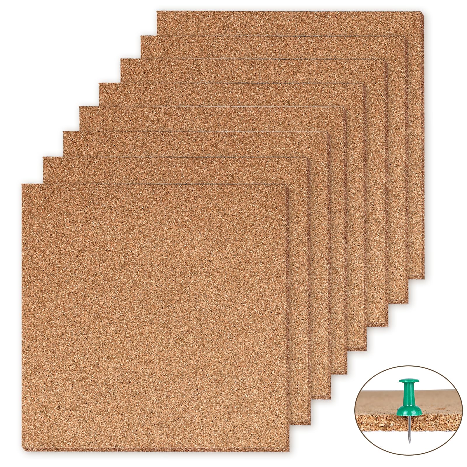 Snapklik.com : Cork Board Squares, 8 Pack 12" X 12" - 1/4" Thick Peel ...