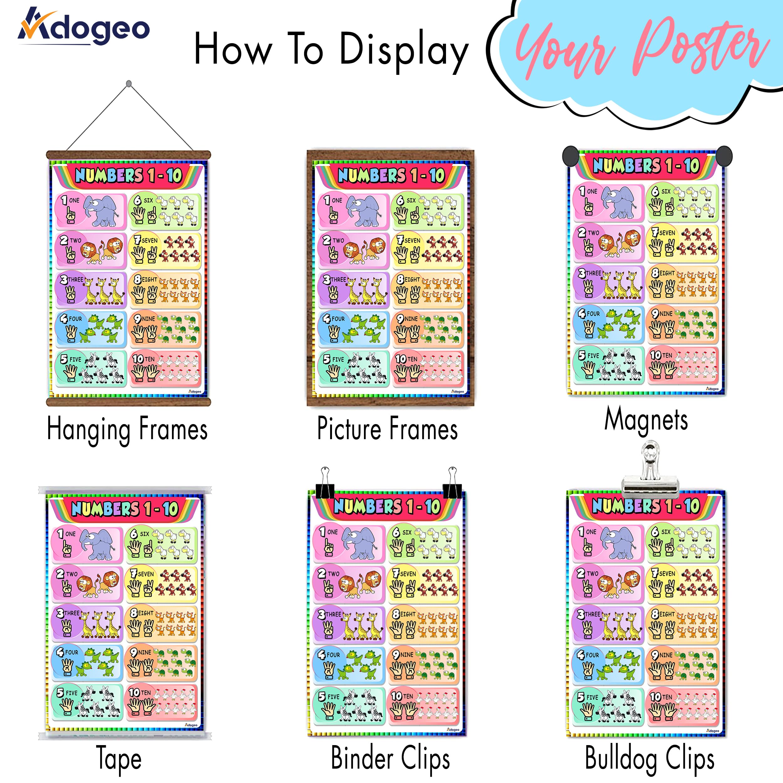 Snapklik.com : Kindergarten Math Posters, Numbers 1-10 Math Poster, 16 ...