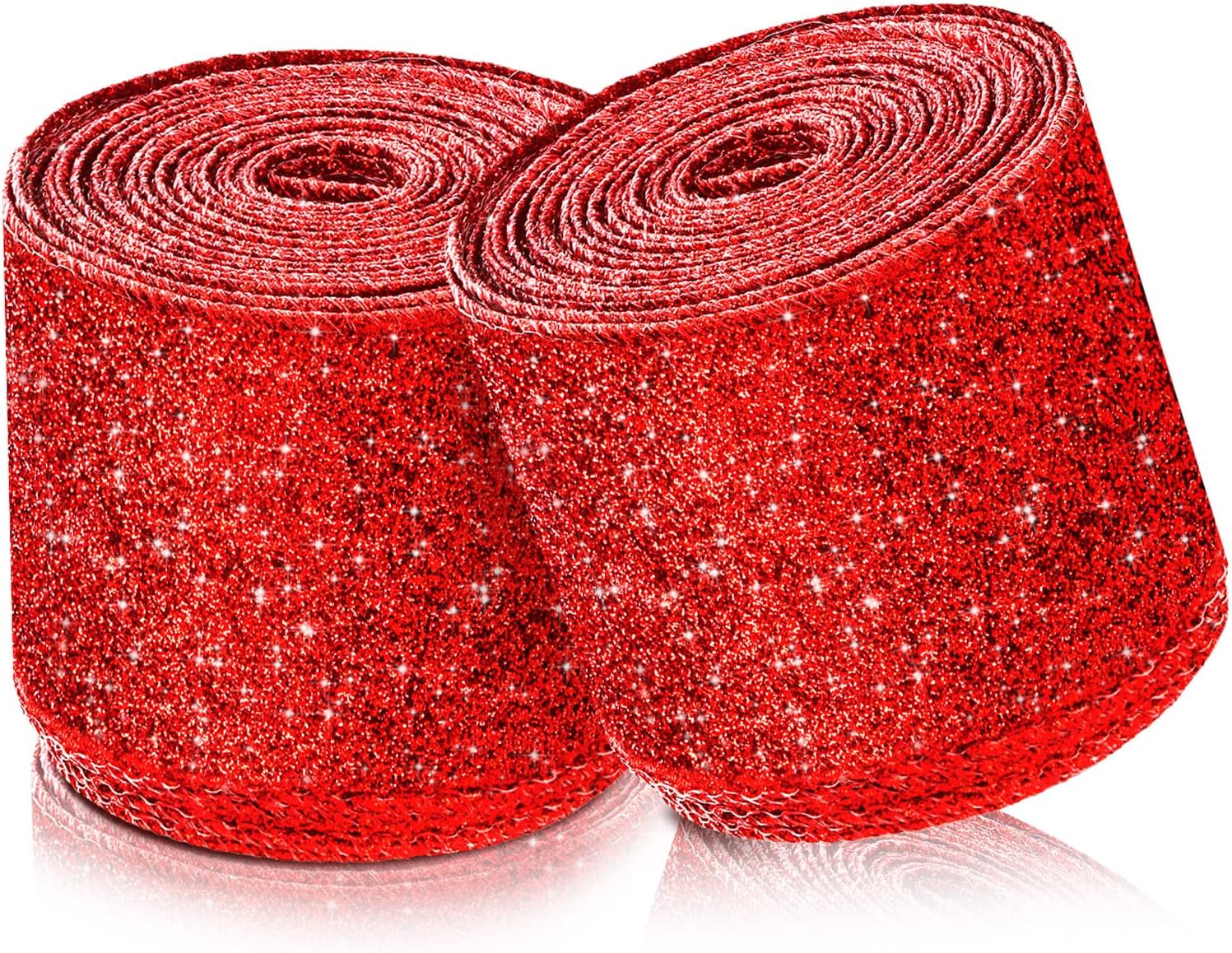 Amazon.com: Glitter on Metallic Wired Edge Ribbon, 1.5" x 10 Yards (Red)