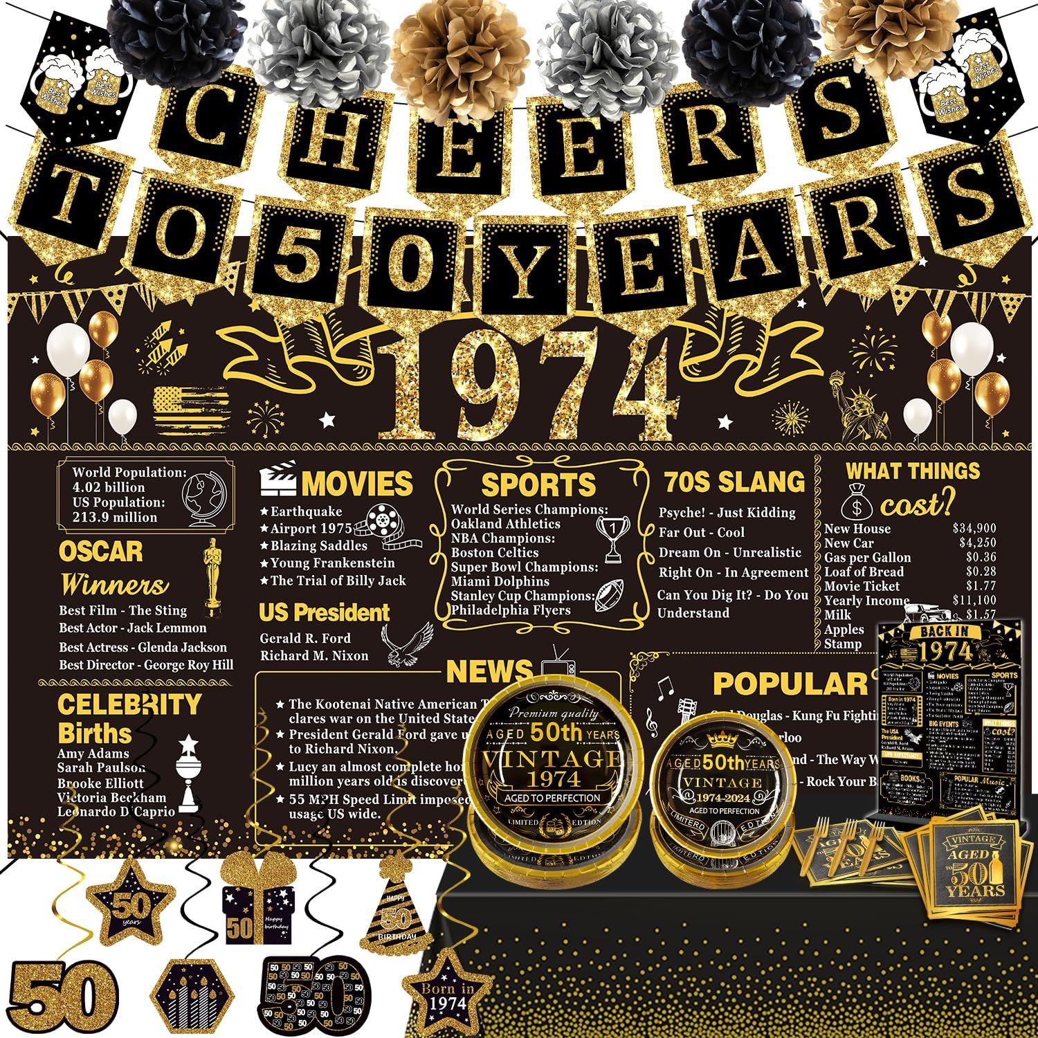 Amazon.com: 50th Birthday Decorations for Men Women, 106 PCS Back in ...