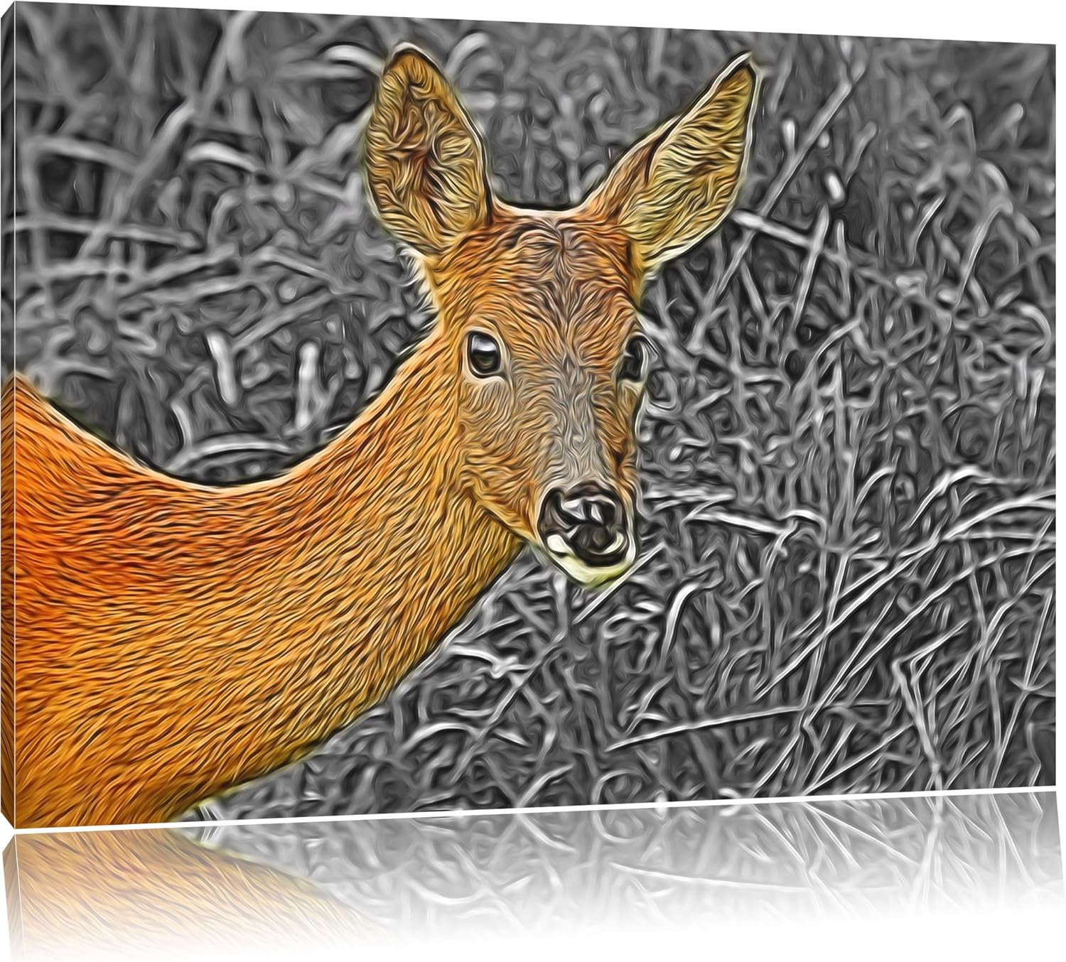 Pixxprint Proud deer while eating black/white Deluxe Size: 60x40 cm on ...