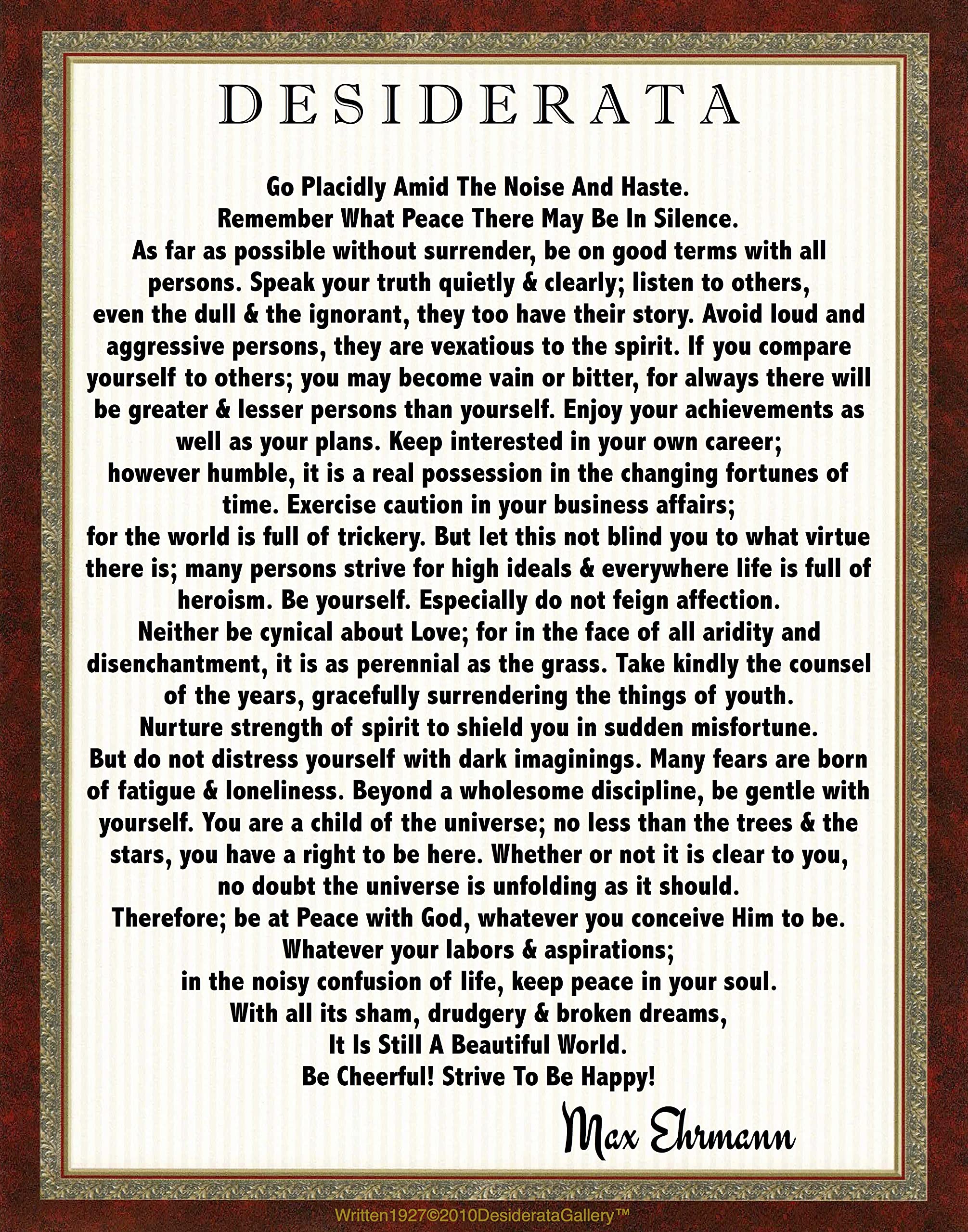 Buy 11x14 Motivational Photo Print - Desiderata by Max Ehrmann ...