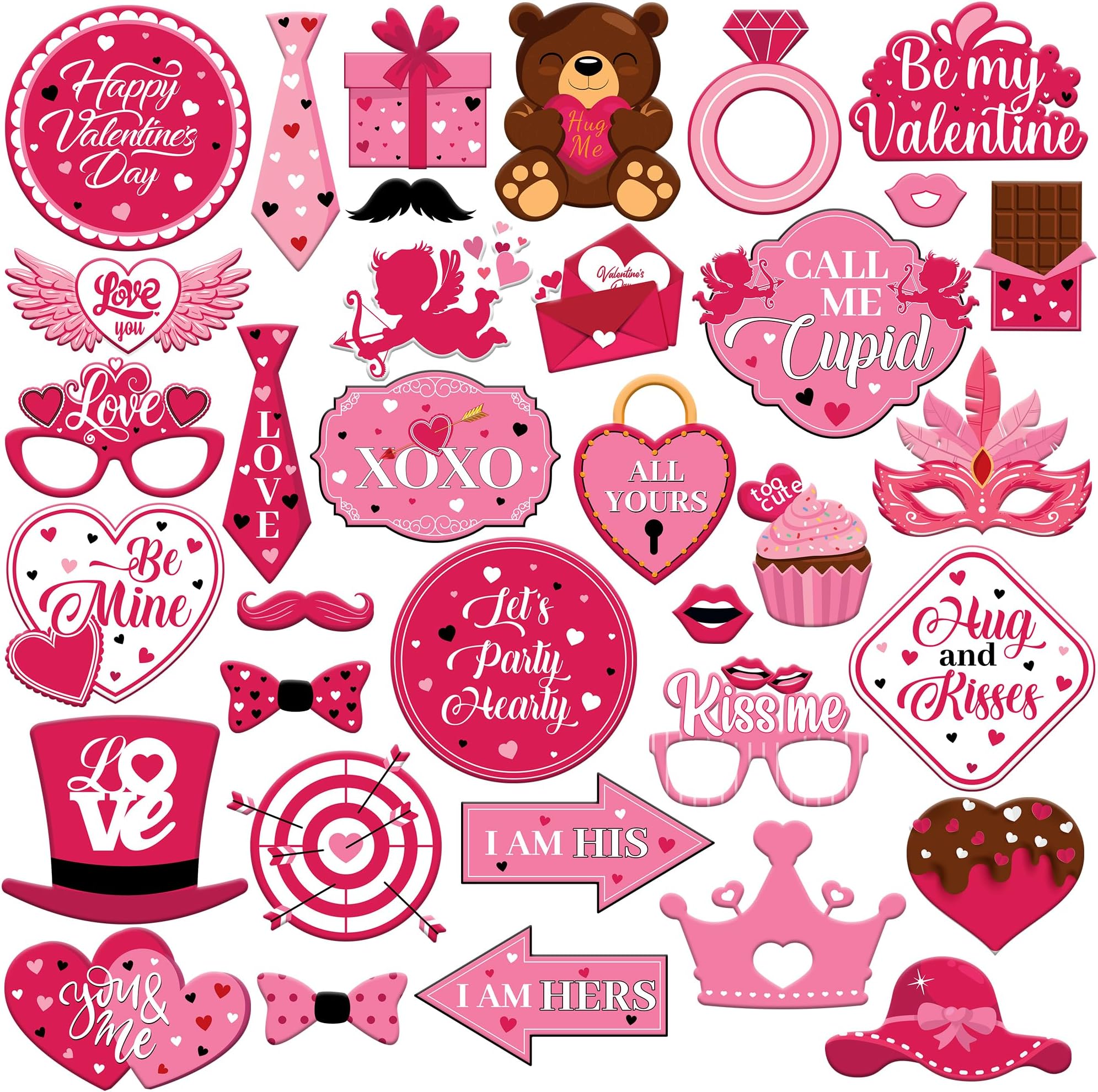 Amazon.com: KatchOn, Pink Valentines Day Photo Props - Pack of 28 ...