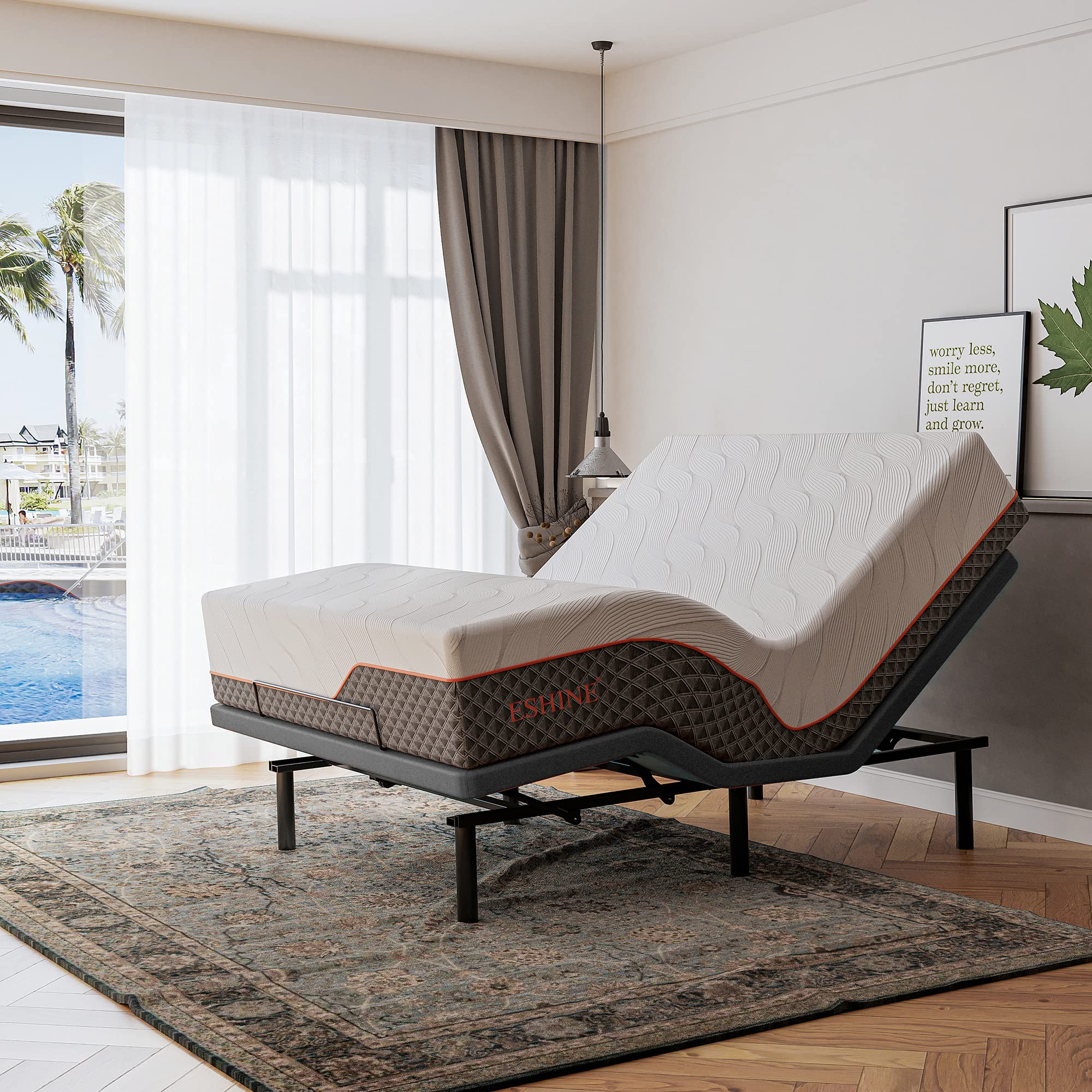 Amazon.com: ESHINE Queen Adjustable Bed Frame with Mattress 12 Inch ...