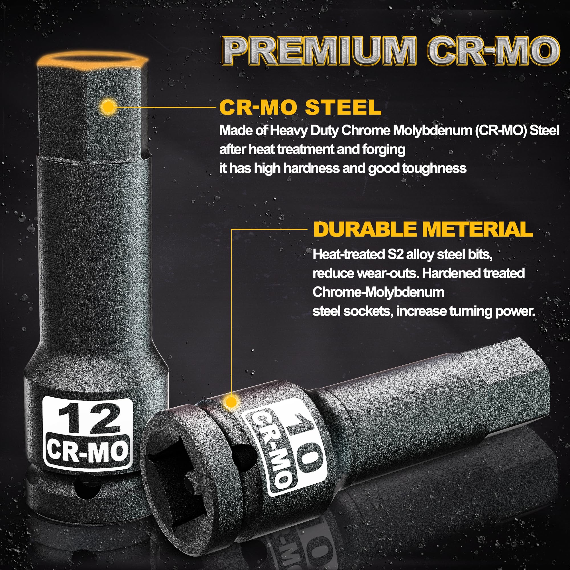 Snapklik.com : Aiourx 3/8" Drive Master Impact Hex Bit Socket Set ...