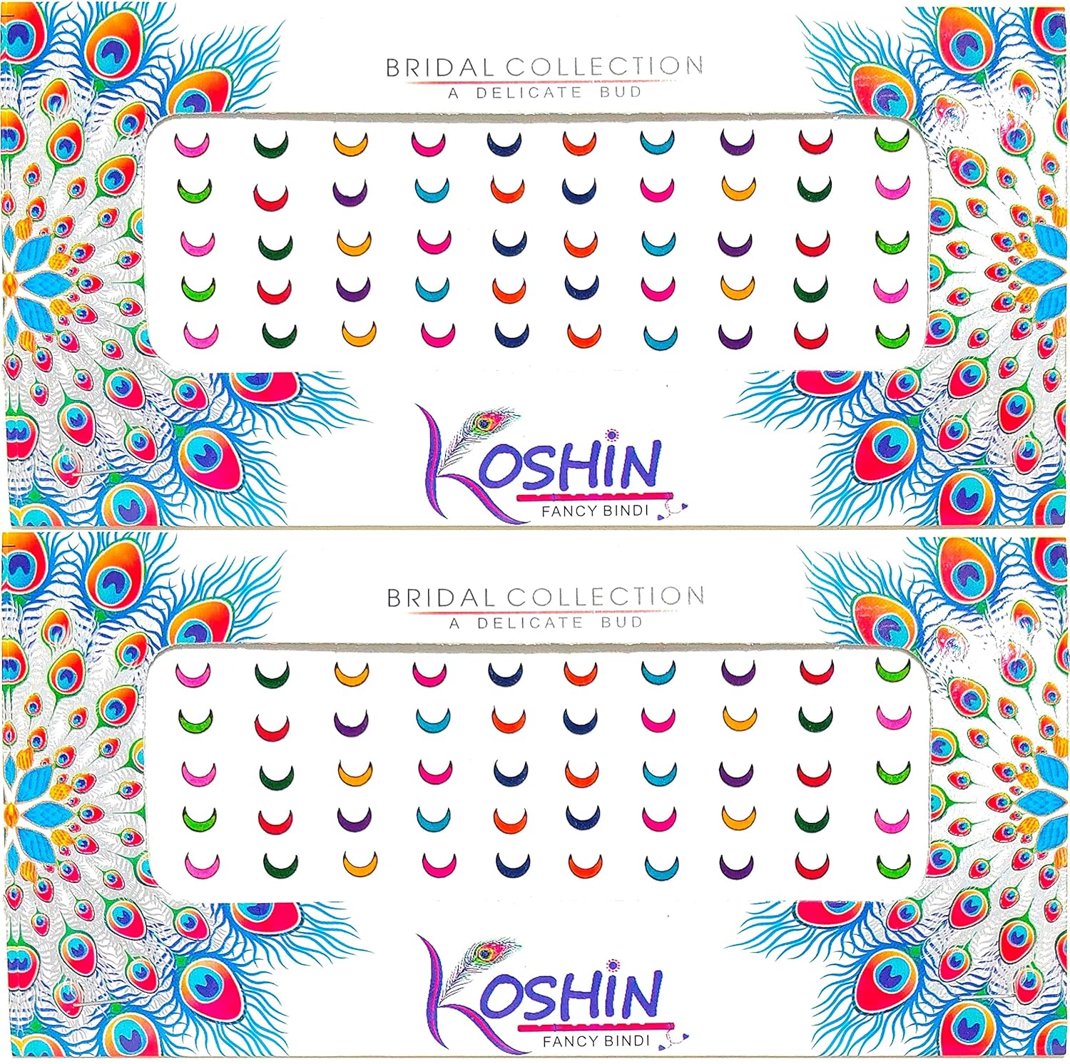 KOSHIN Multi Color Half Moon Shape Small Size Forehead Bindi For Girls ...