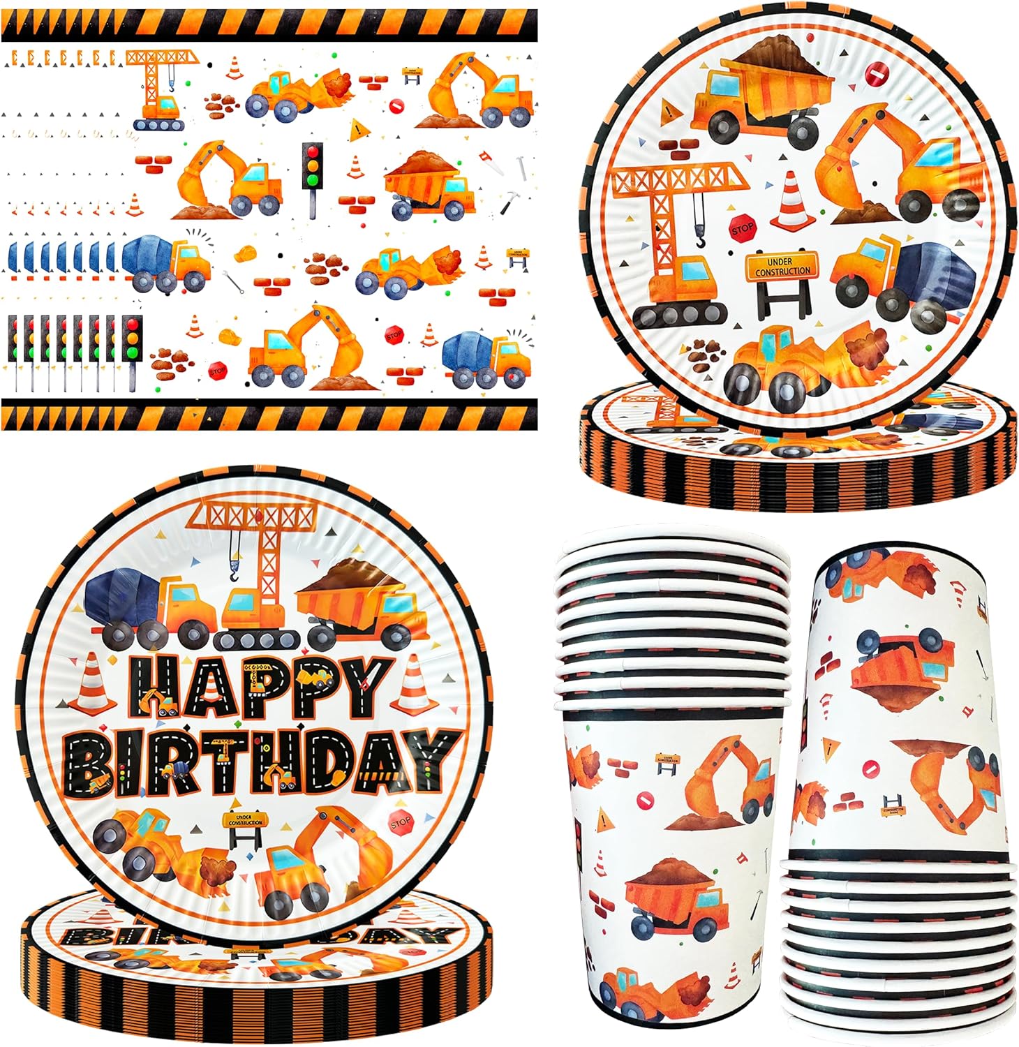 Amazon.com: Guienco Construction Birthday Party Supplies 20Pcs Piece 9 ...