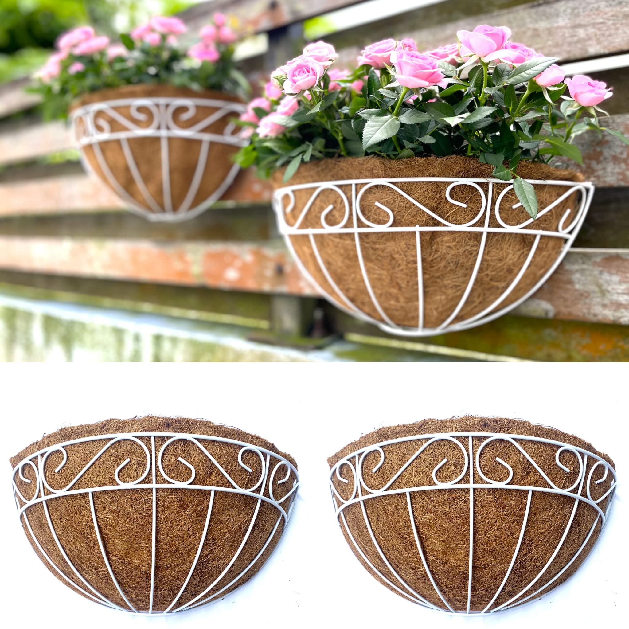 Amazon.com: LaLaGreen Wall Mounted Flower Baskets (2 Pack, 16 Inch ...