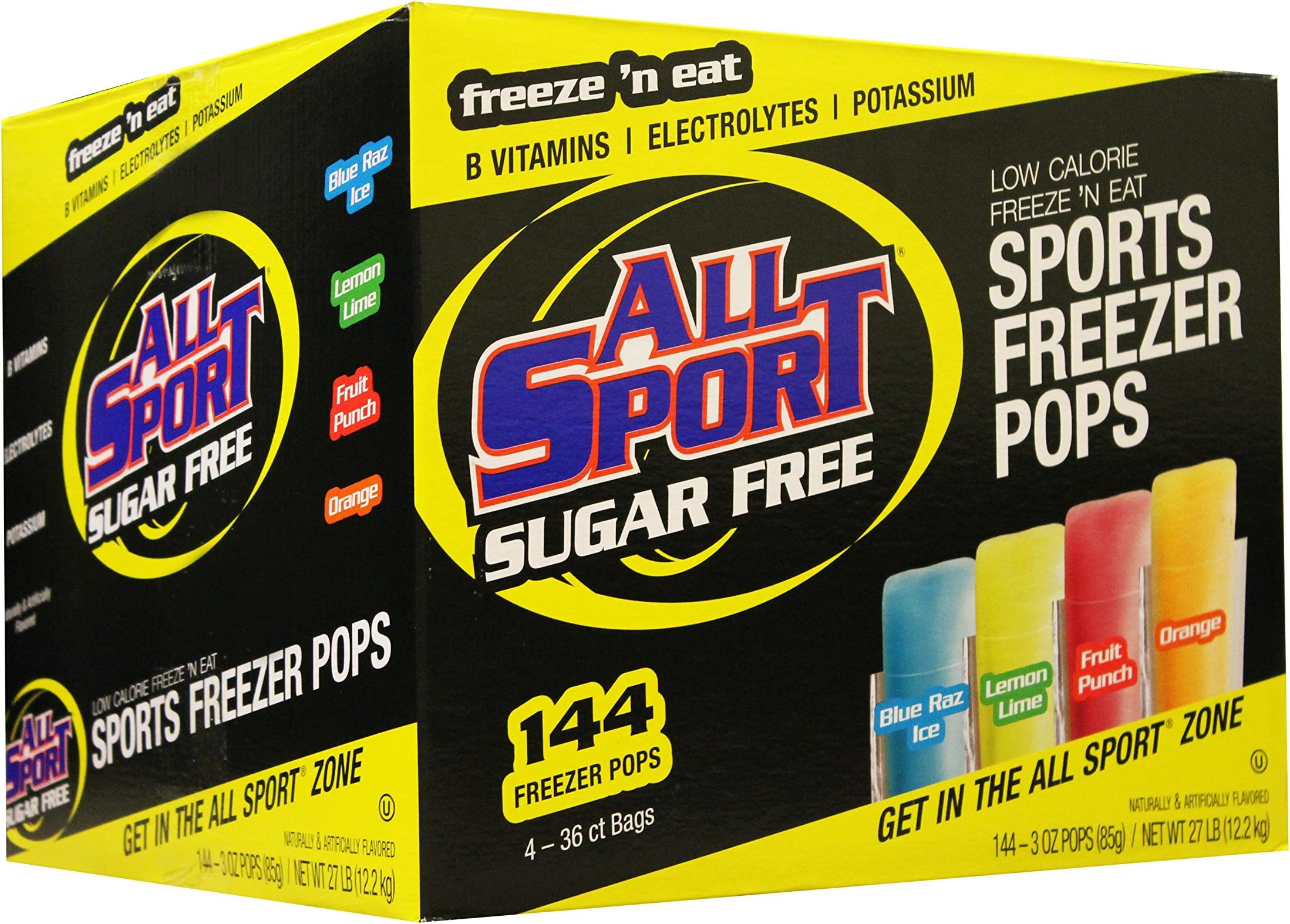 Amazon.com : All Sport Zero All Sport Hydration Freezer Pops, 36 CT ...
