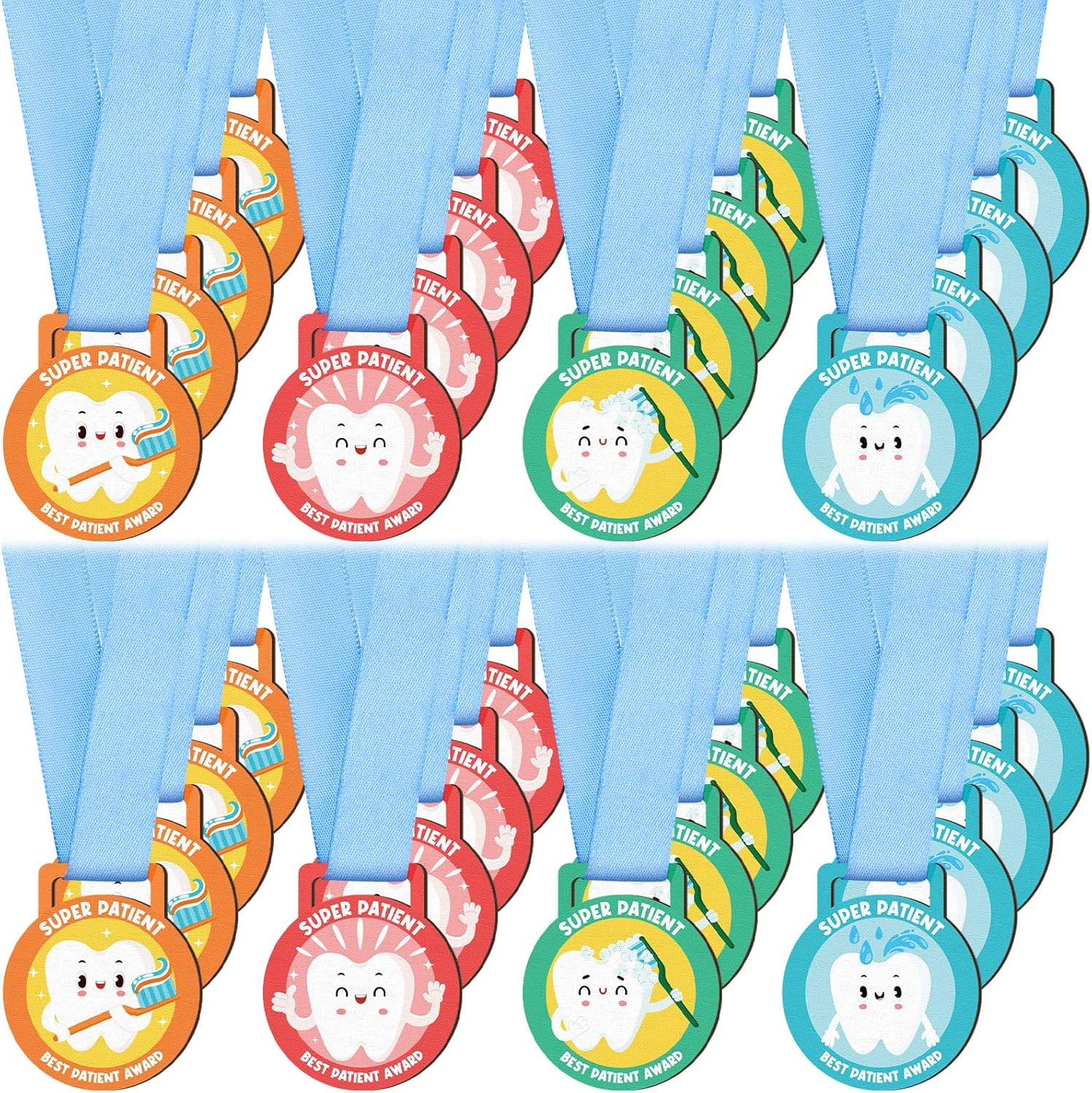 Amazon.com : Loetere 36 Pcs Happy Tooth Medals with Ribbon Teeth Reward ...
