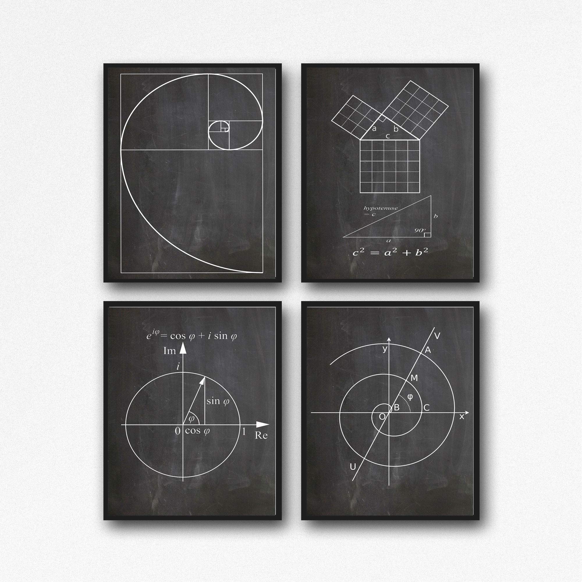 Math Poster Set Of 4 Math Posters Fibonacci Golden Spiral | Desertcart ...