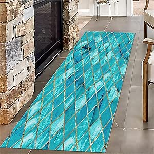 Amazon.com: USHIRUG Turquoise Texture Long Hallway Runner Rug, 1.3x7ft ...