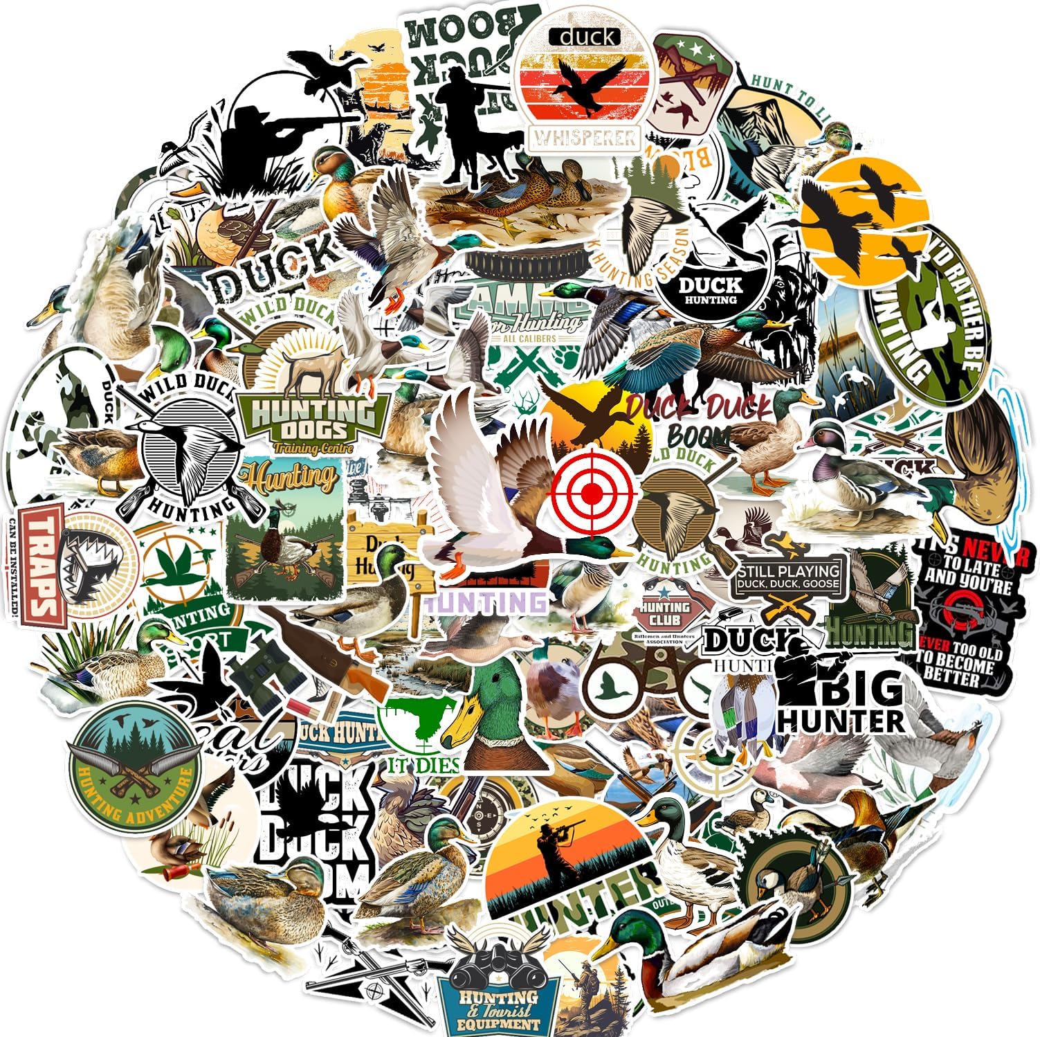 Amazon.com: 100Pcs Duck Hunting Stickers, Go Hunting Camo Adventure ...