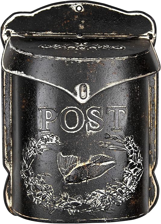 Amazon.com: Creative Co-Op Black Embossed Tin Post Letter Box : Tools ...