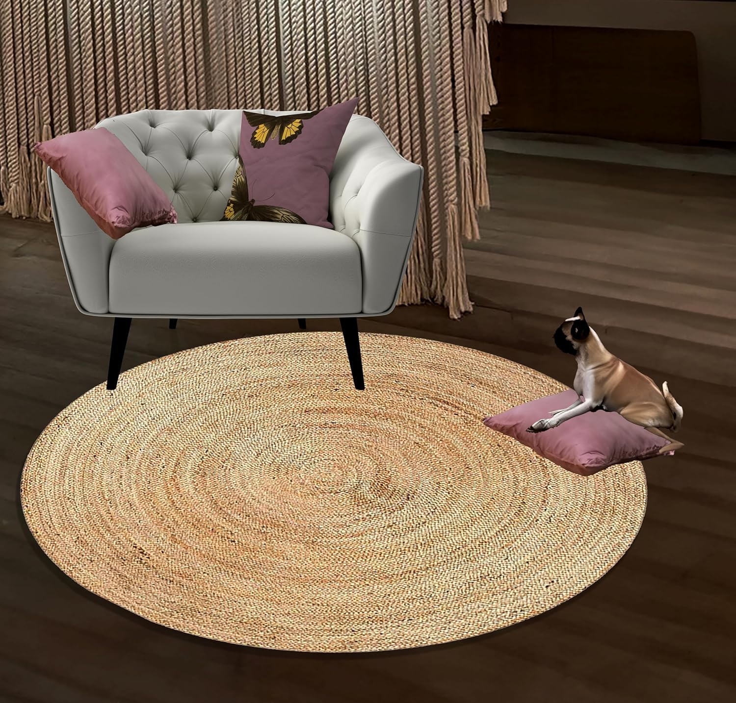 Amazon.com: RIANGI Jute Rug - Natural Hand Woven Jute Rug, 5' Round ...