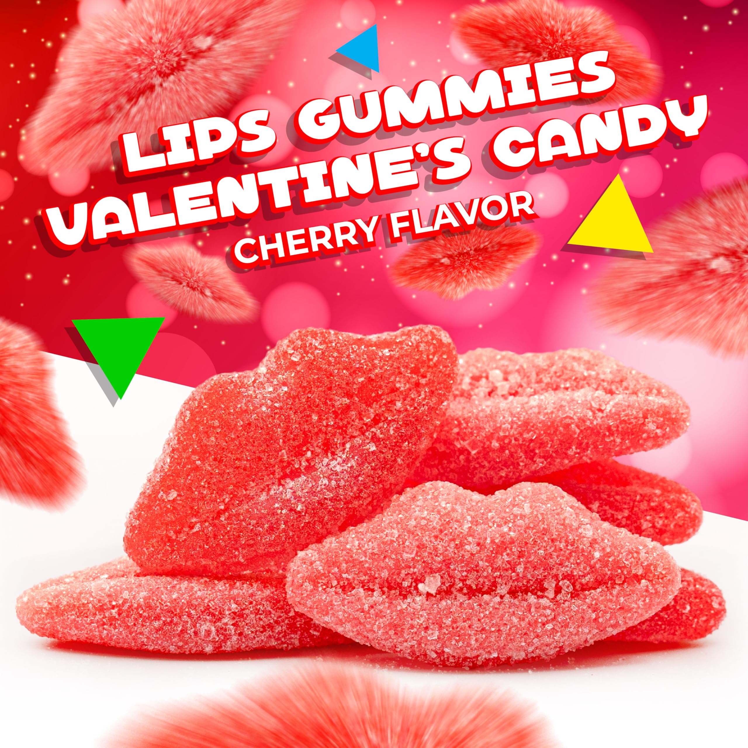 Snapklik.com : Lips Gummy Candy 1 Pound Bag Cherry Flavor Sugar-Coated ...