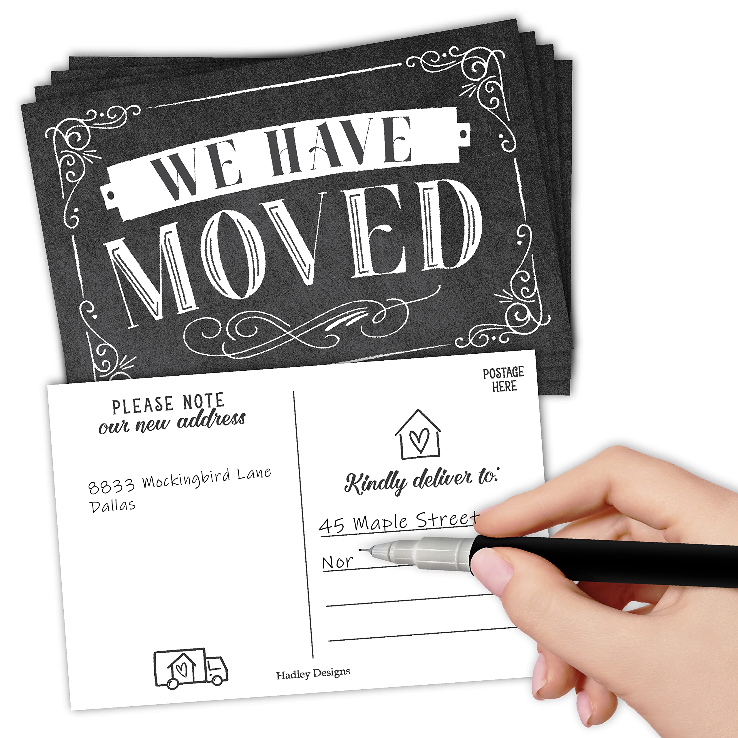 Amazon.com : 25 Chalkboard Change Of Address Postcards - We've Moved ...
