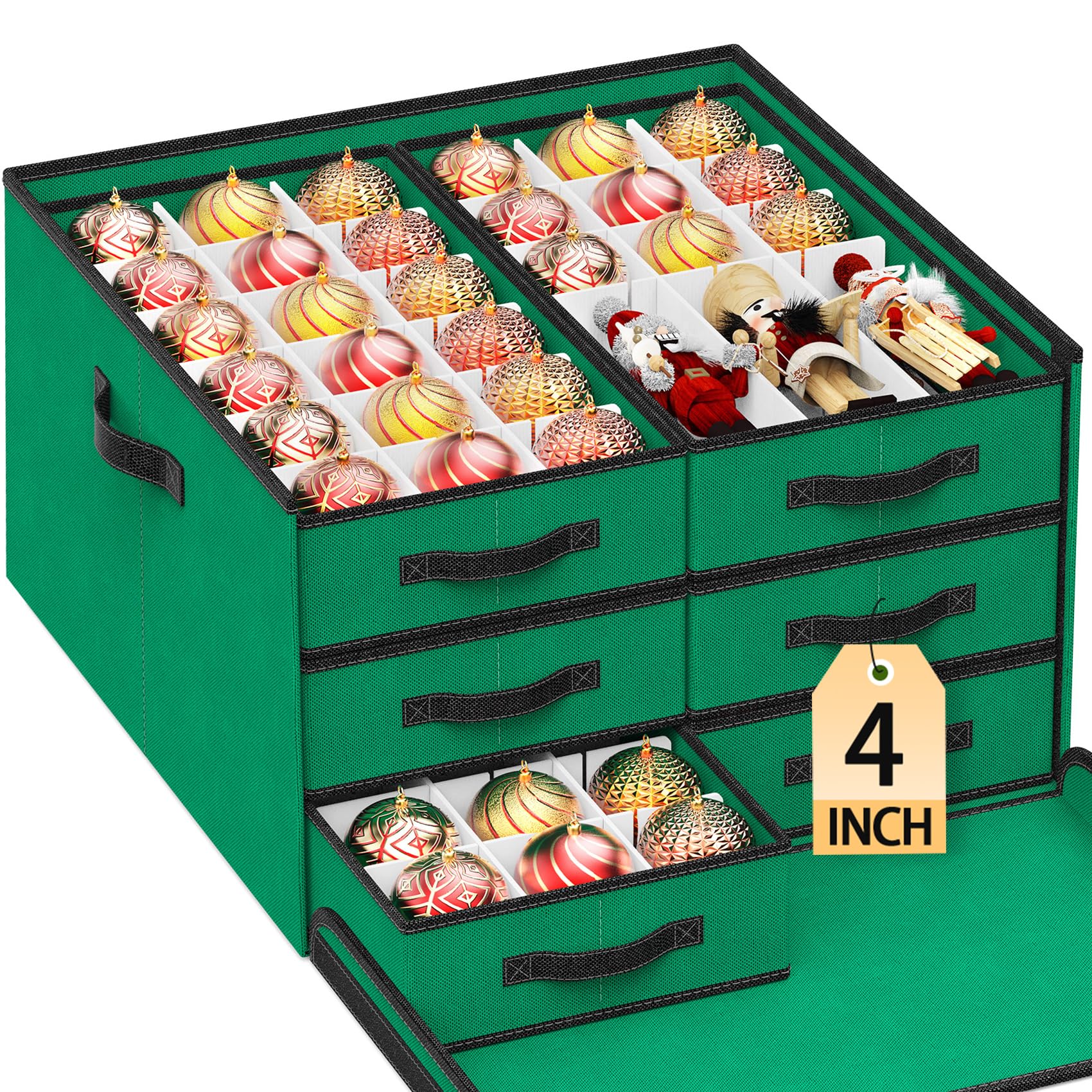 Amazon.com: Coonoor 4" 108 Count Ornaments Storage Box, Holiday ...