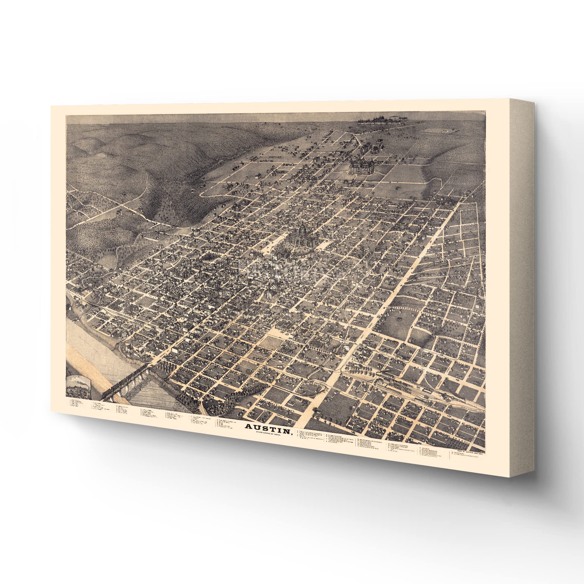 Original Neighborhoods Of Austin Map Austin Texas Print