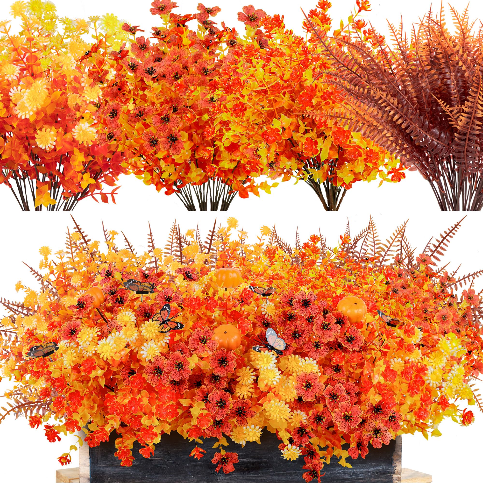 Amazon.com: Winrain 30PCS Fall Artificial Fake Flowers Plants Outdoor ...