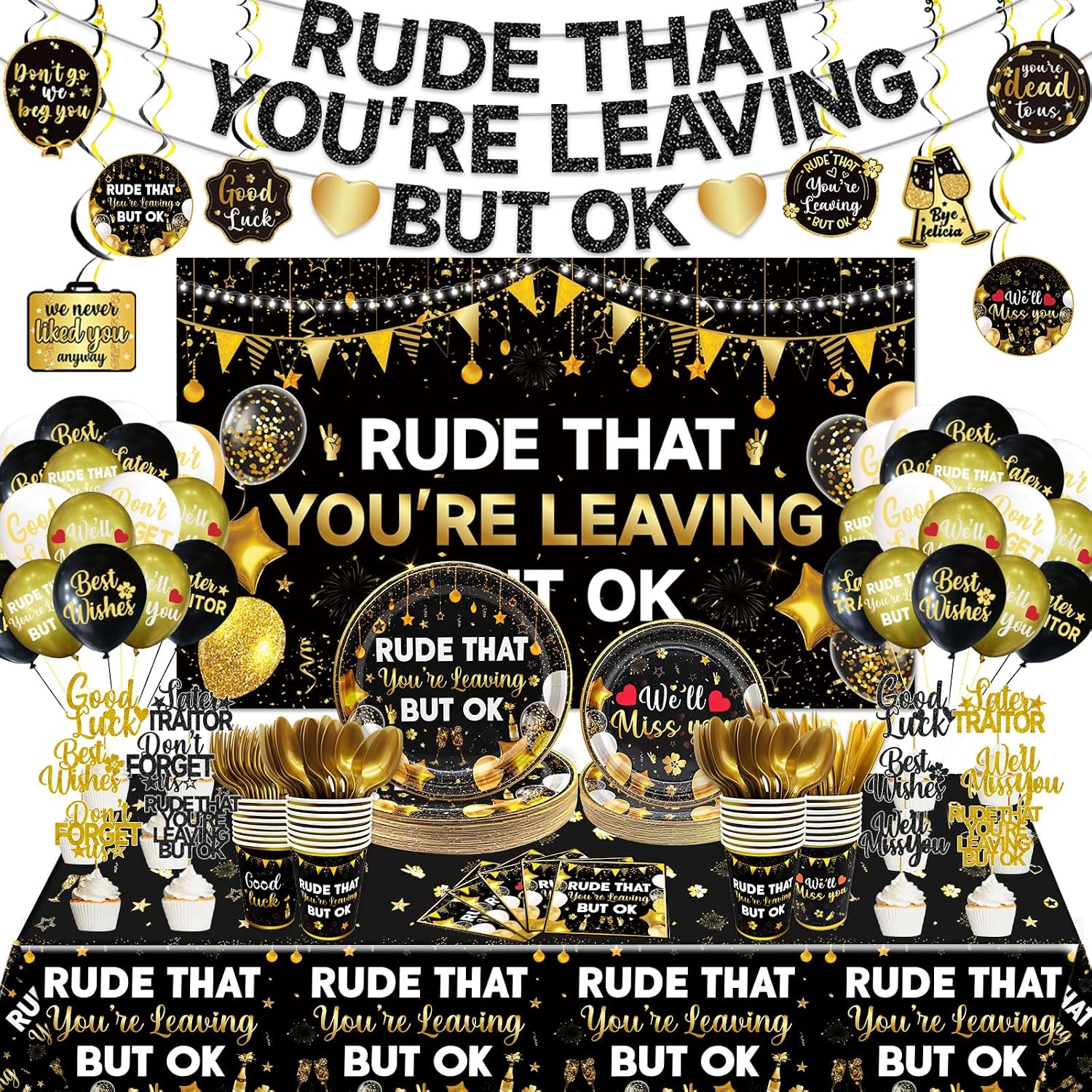 Amazon.com: 179Pcs Rude That You're Leaving But OK Decorations Going ...