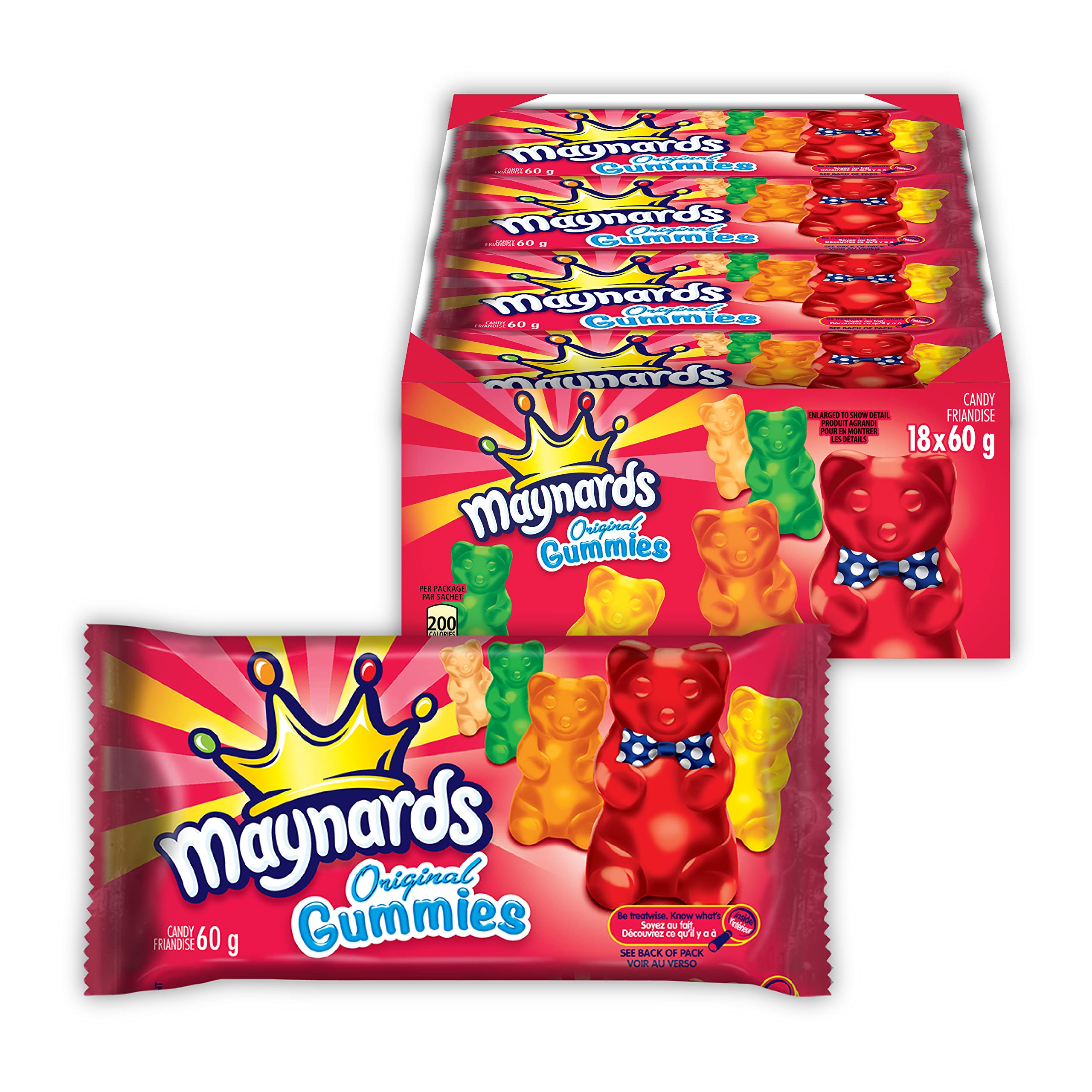 Maynards, Original Gummies, Gummy Candy, Bonbon, 60g, Pack of 18 ...
