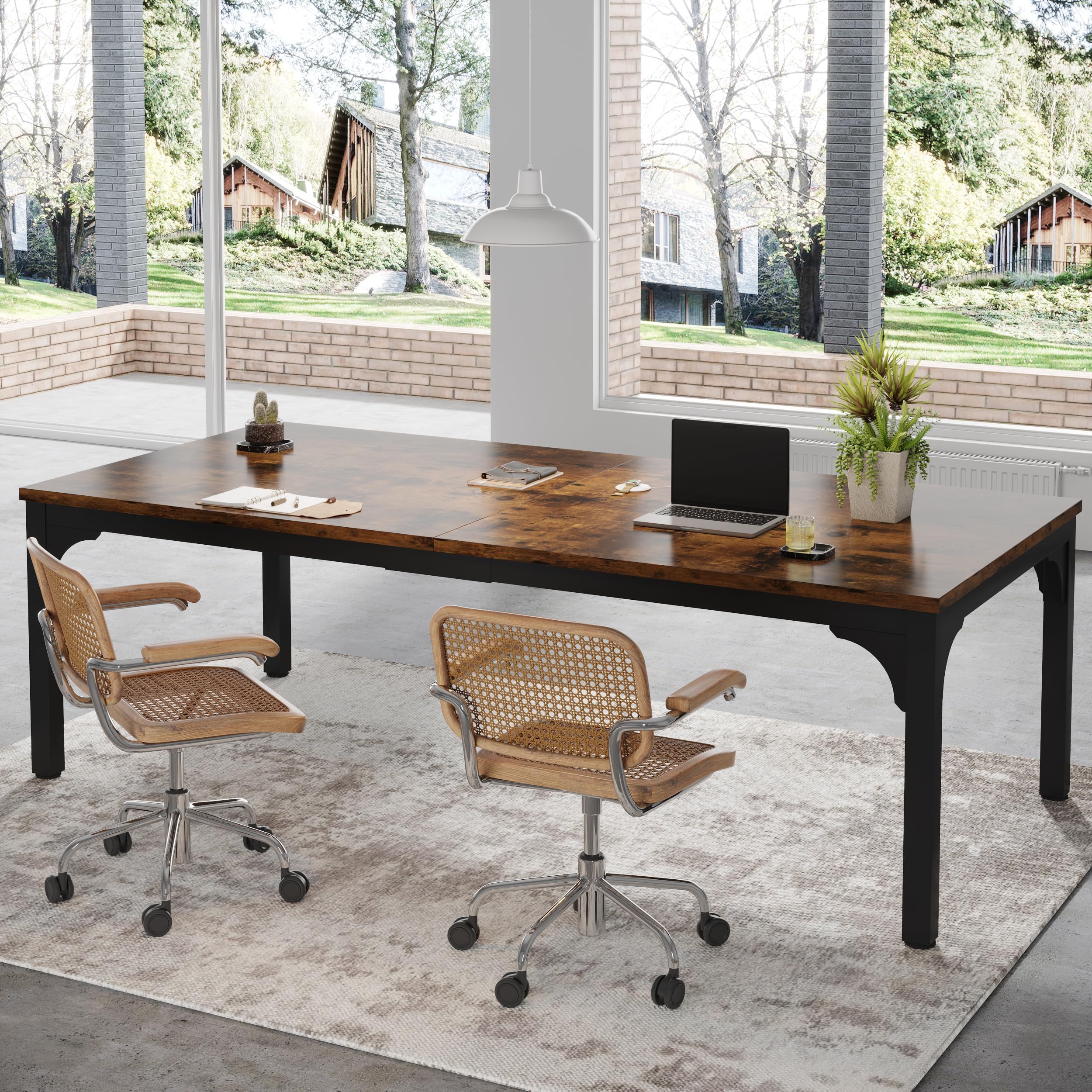 Amazon.com: Trggivs 78.7 Inches Extra Long Computer Desk 2 Person Desk ...