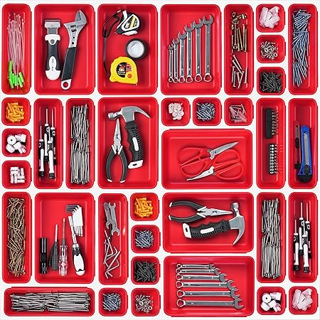 42 Pack Tool Box Organizer Tool Tray Dividers, Rolling Tool Chest Cart ...
