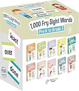 Amazon.com: 1,000 Sight Fry Dolch Word-List Flashcards in 10-Pack ...