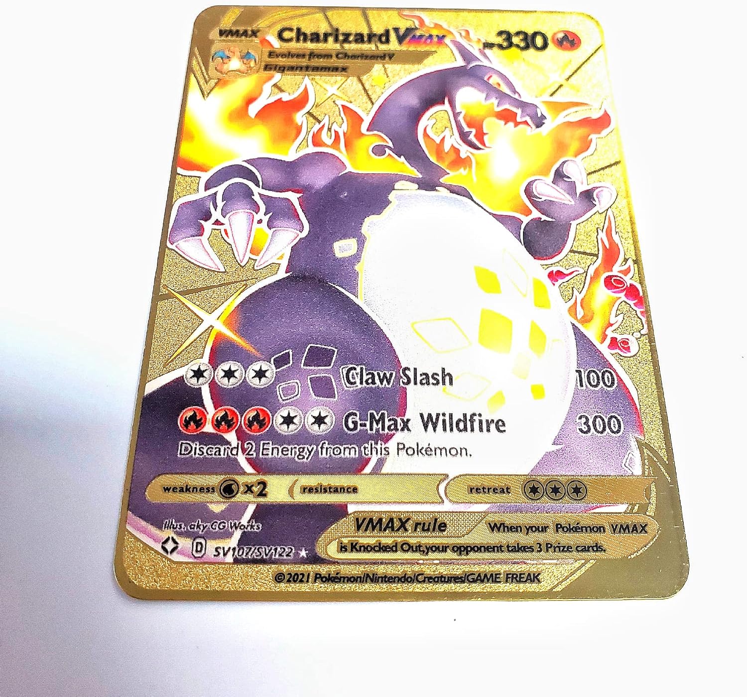 Buy Charizard VMAX Metal Gold Card - Collector's Rare Shiny Gold Purple ...