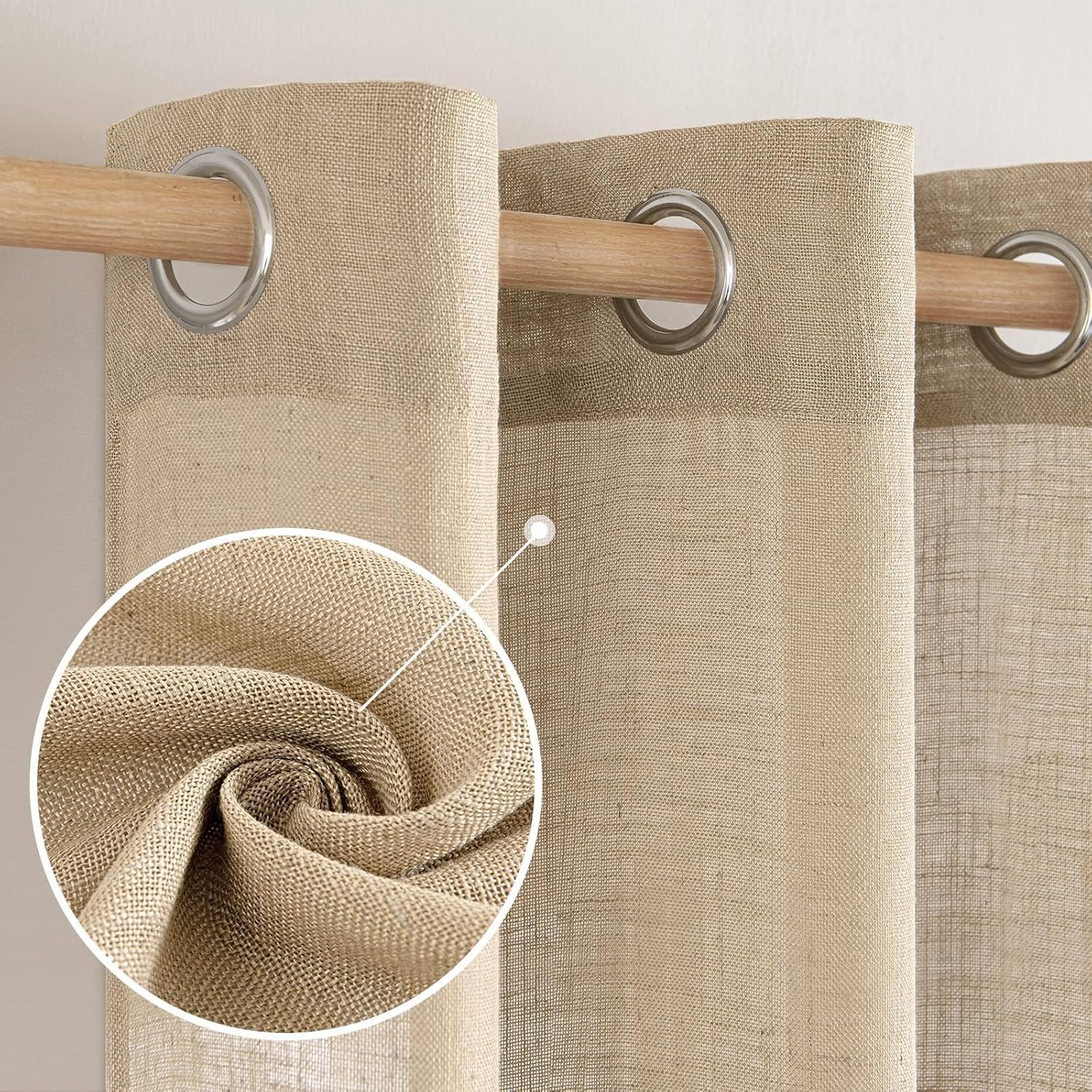 Amazon.com: MIULEE Extra Long Tan Beige Linen Curtains 120 Inches Long ...