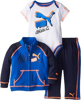 Amazon.com: PUMA Baby Boys Newborn Jacket Creeper Pant Set, Liquid Blue ...
