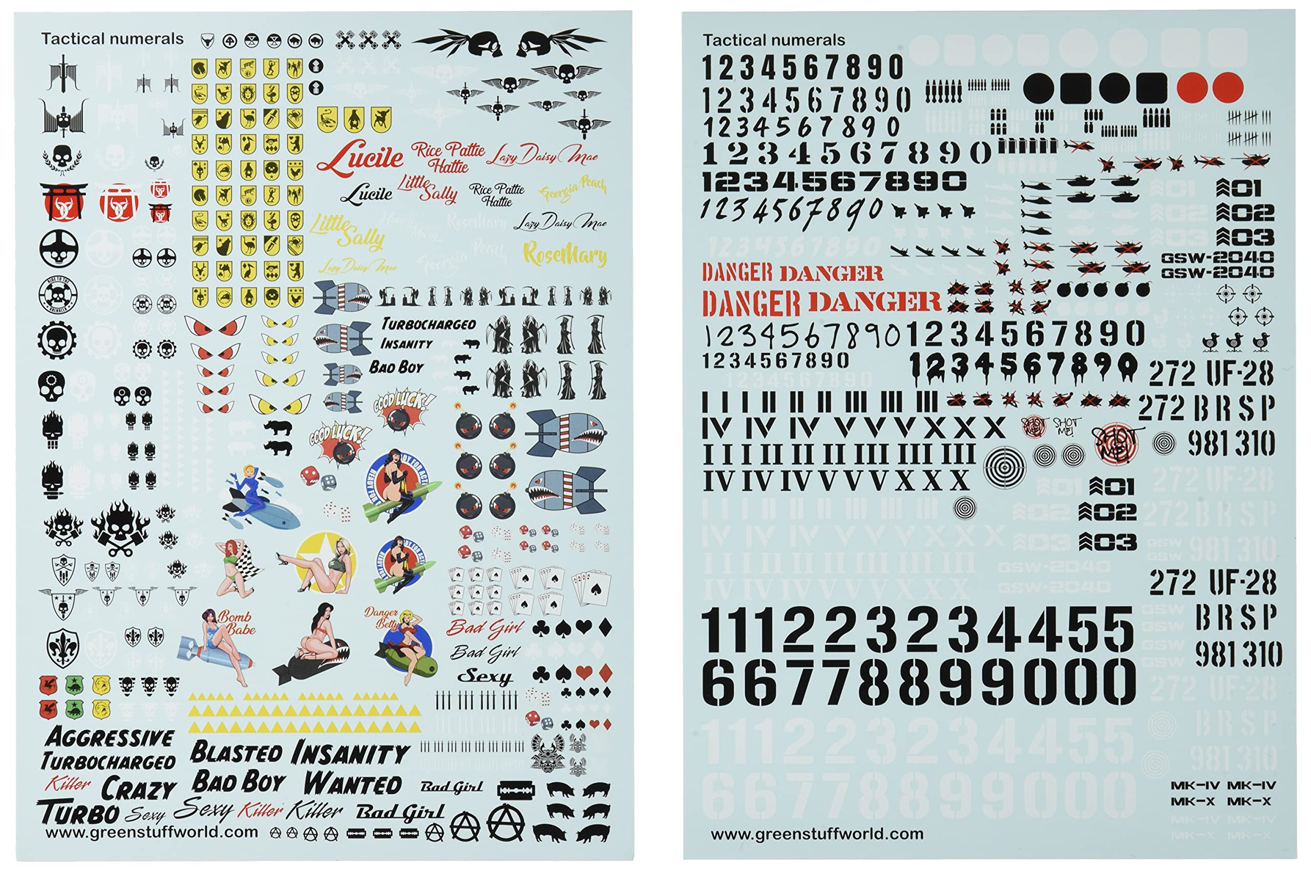 Green Stuff World Waterslide Decal Serial Number & Pin Up Girls Plastic ...