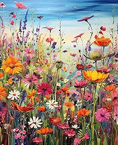 Aapxi Malen nach Zahlen Erwachsene Blumenwiese - Paint by Numbers Malen nach Zahlen Anfänger und ...