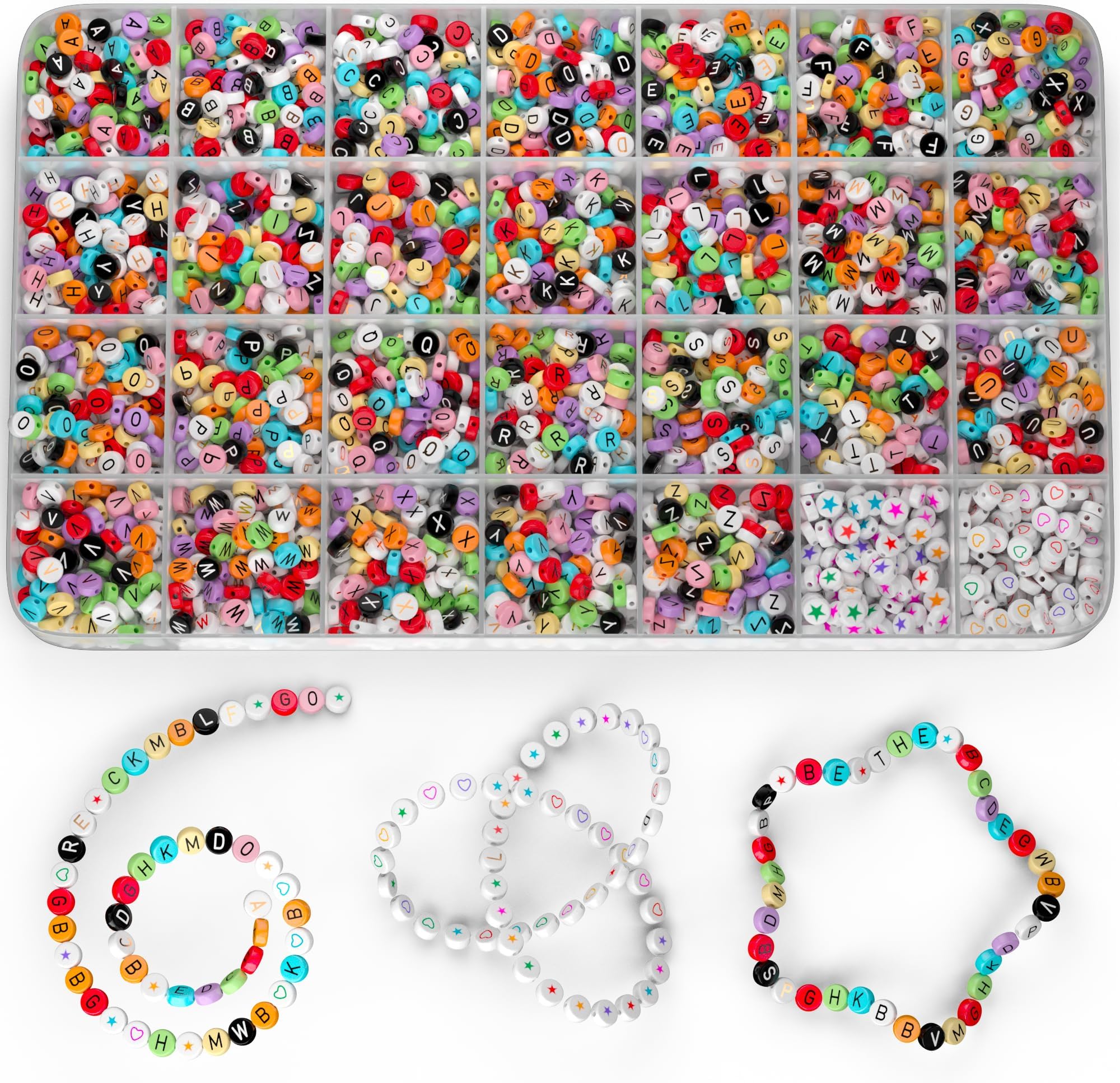 Amazon.com: Nafaboig 1900PCS Letter Beads (7*4mm) with 1 roll Crystal ...