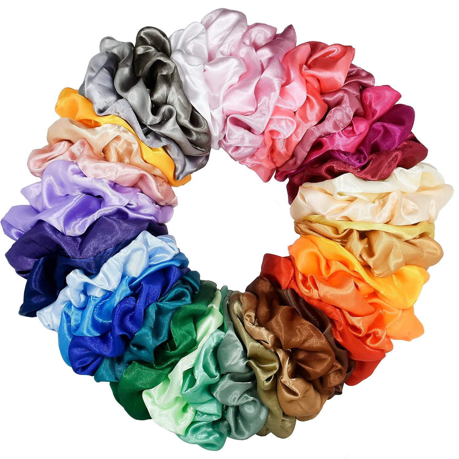 Amazon.com : Mcupper 40 Pcs Hair Silk Scrunchies Satin Elastic Hair ...